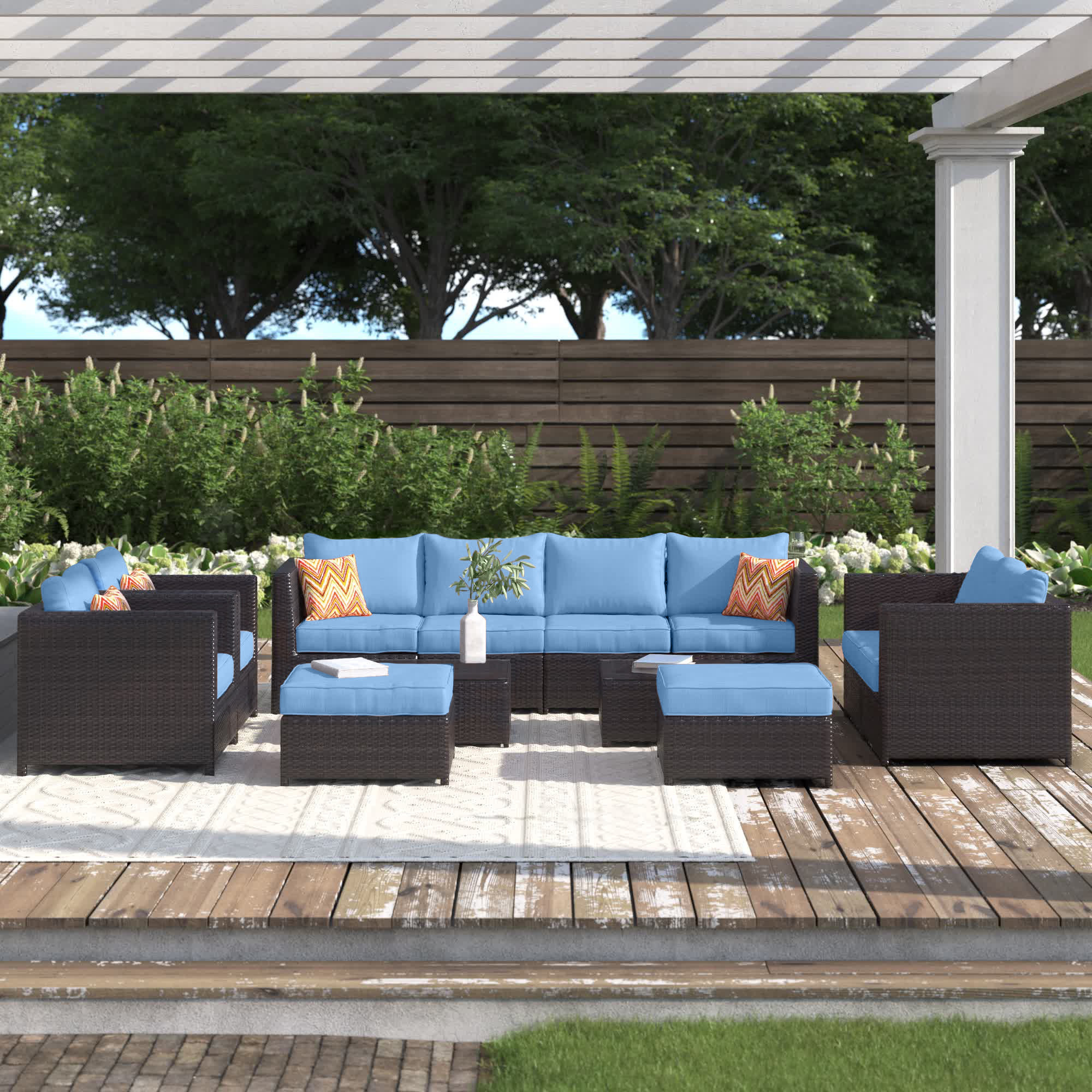Three Posts™ Huckaby Big Size 12 Piece Sofa Seating Group with Cushions ...