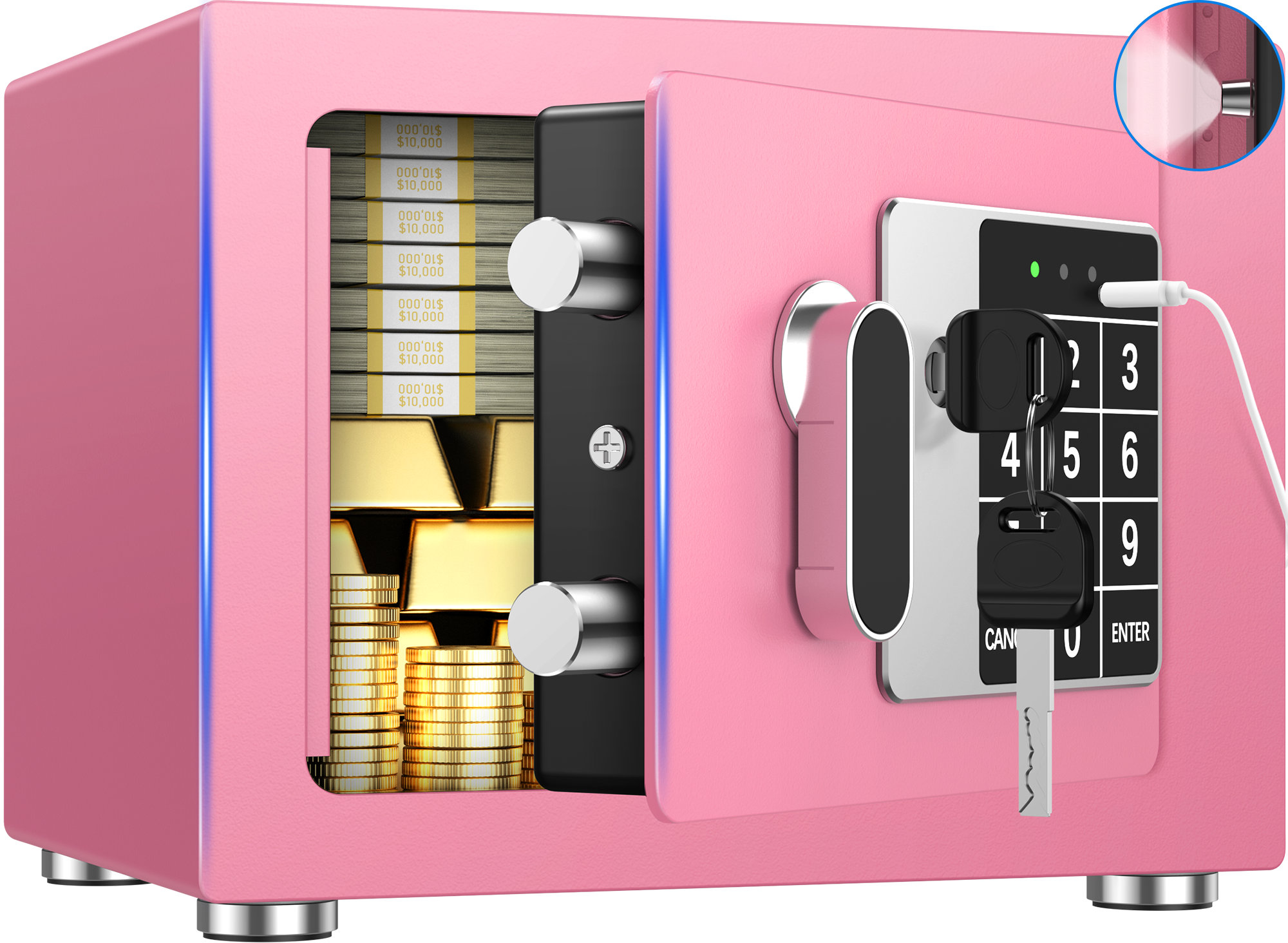 Besafety Electronic Digital Safe Box, 0.25 Cubic Feet Home Security Box ...