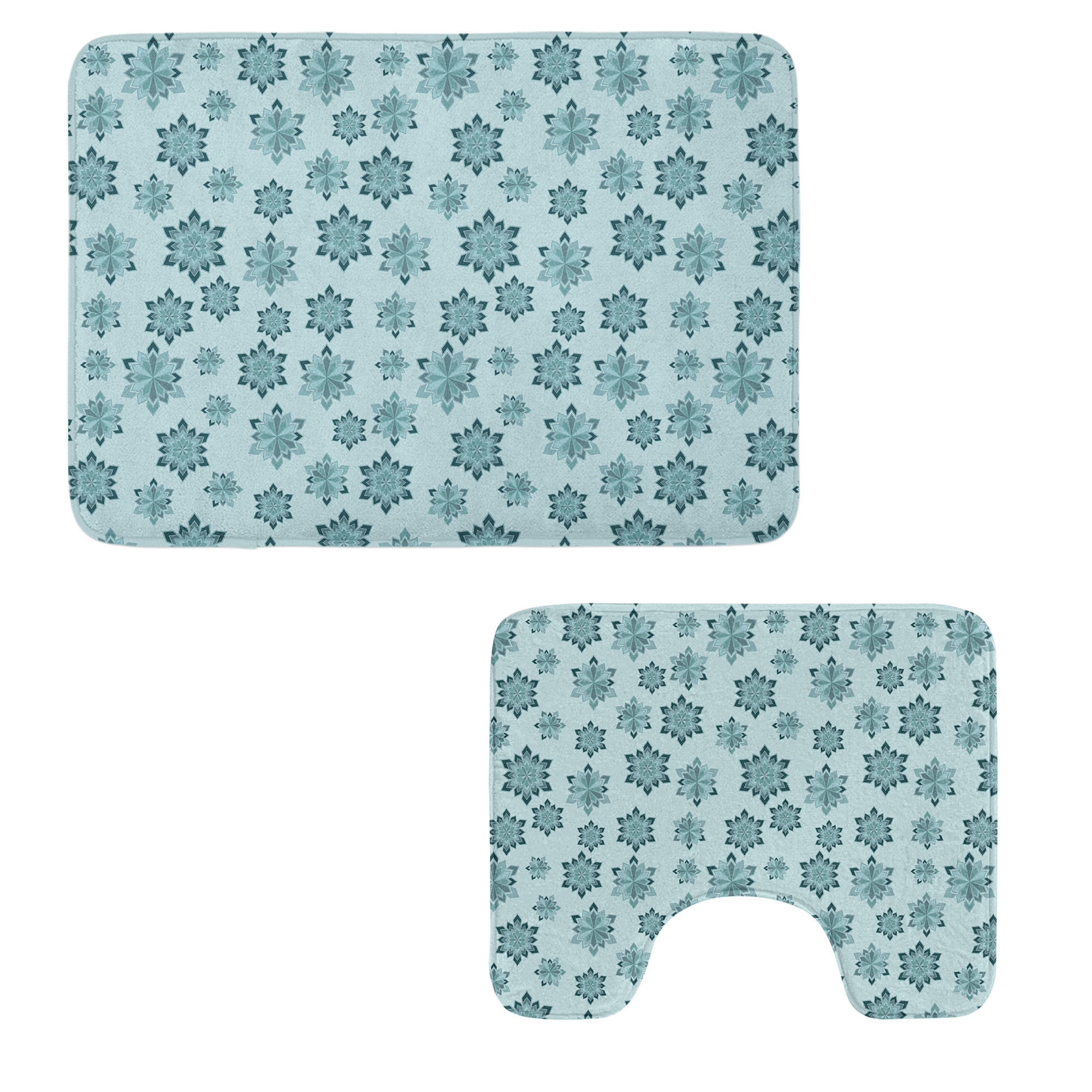 East Urban Home Teal Bathroom Rug Set 2 Pieces Rectangle & Contour Mats ...