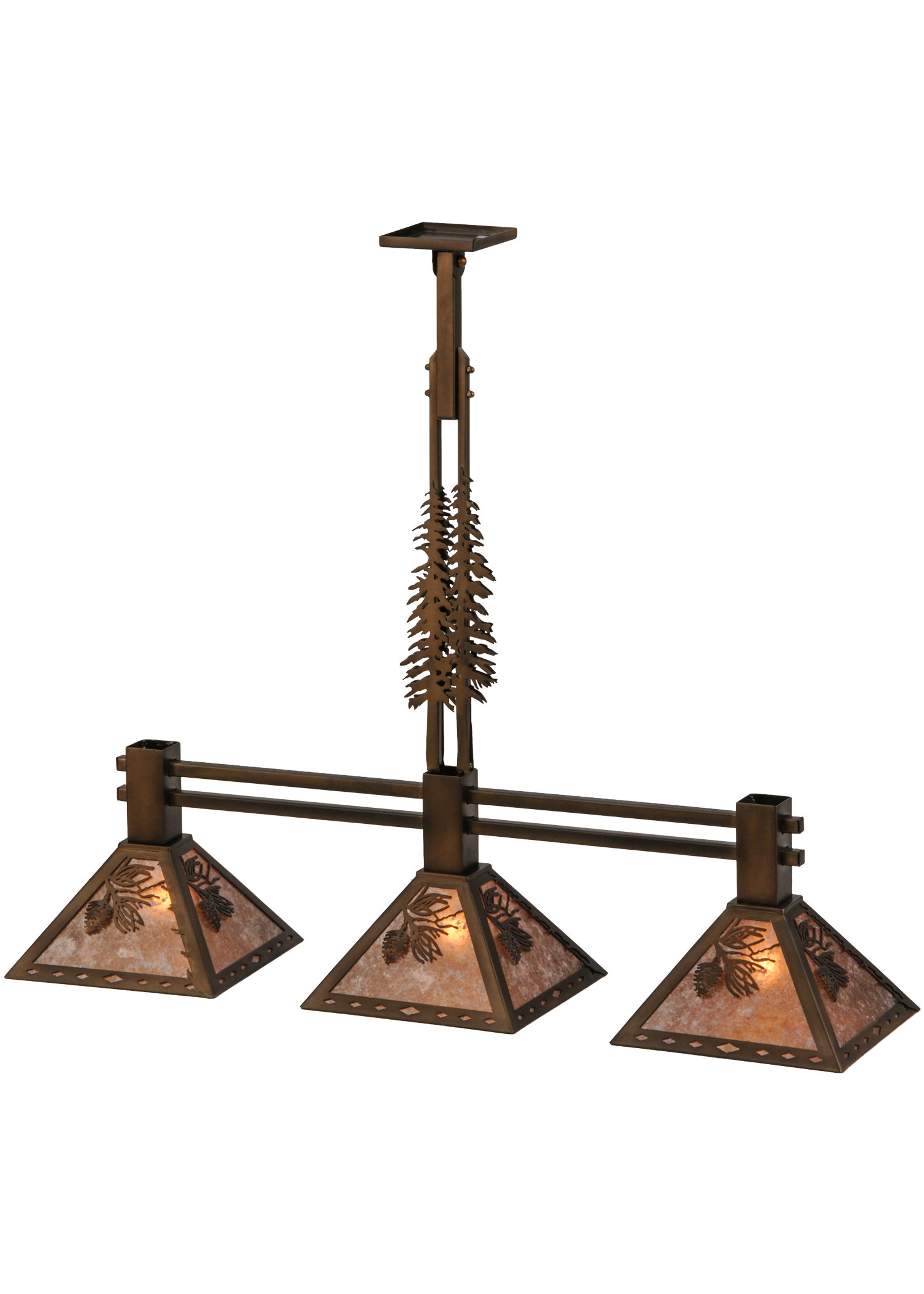 Meyda Lighting Winter Pine 3 - Light Antique Copper Pool Table Lights ...