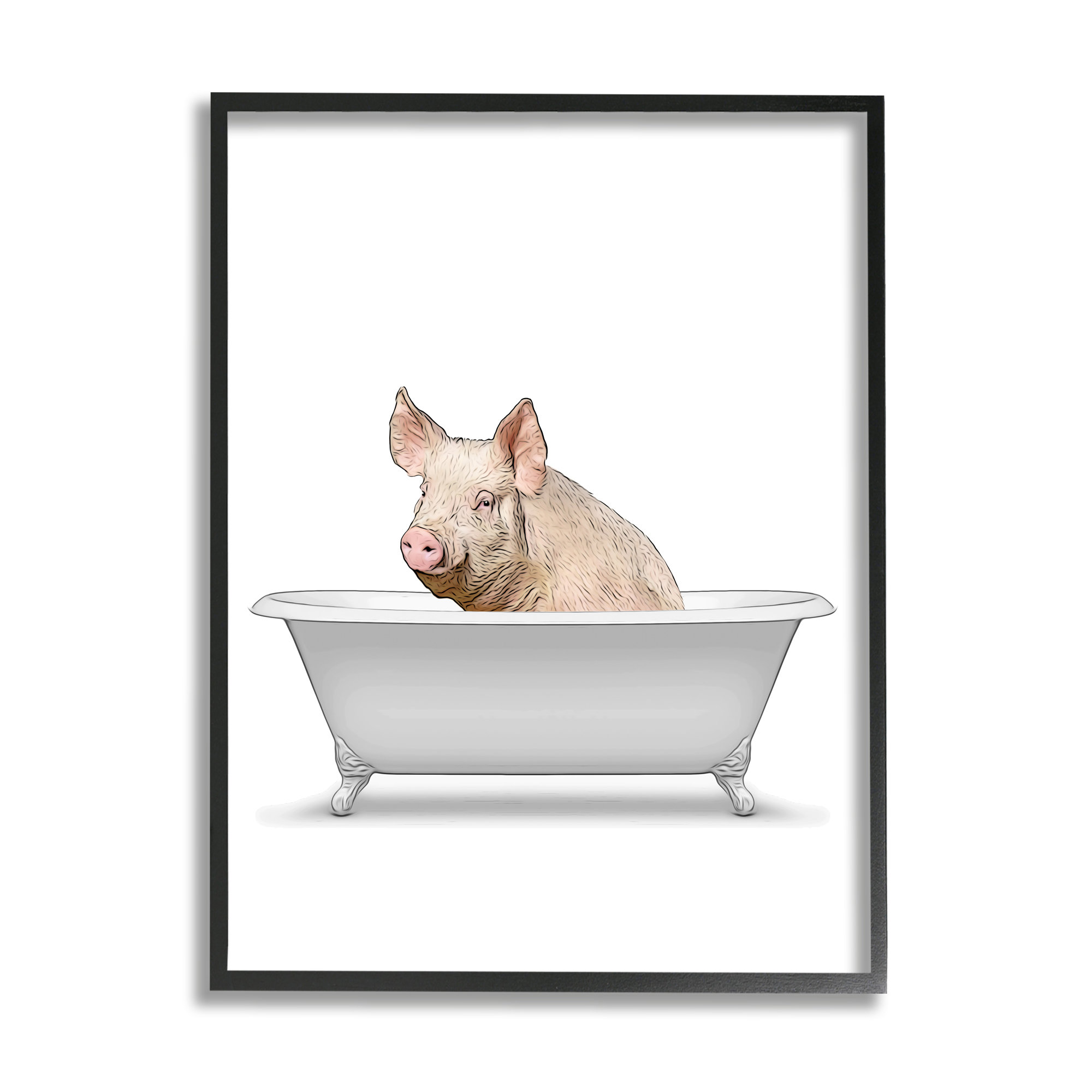 Stupell Industries Farm Pig Bath Tub Bathroom Framed Giclee Art By ...