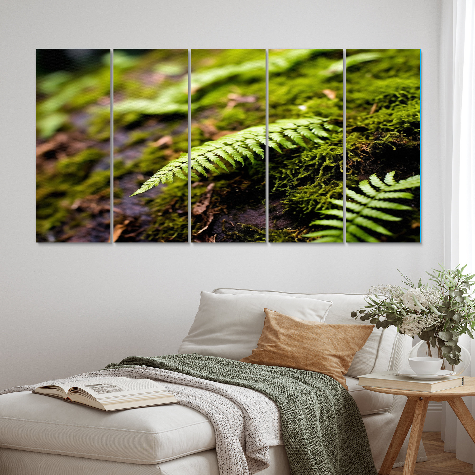 Bay Isle Home™ Green Fern Scenery III On Canvas 5 Pieces Print | Wayfair