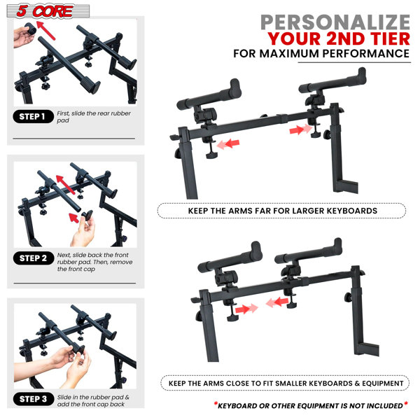 5 Core 2 Tier Keyboard Stand Z Style Adjustable Electric Piano Riser ...