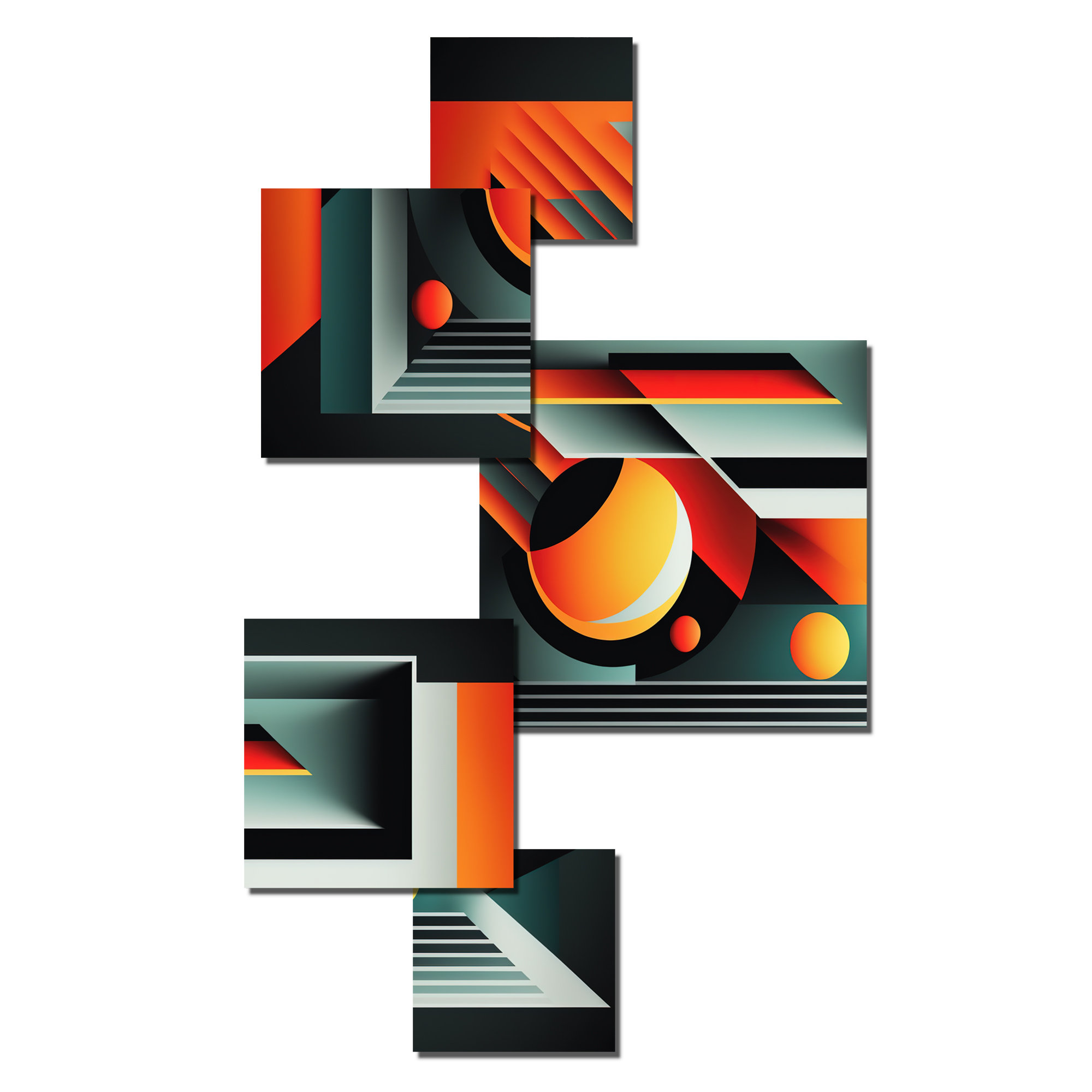 Orren Ellis Retro Elementary Geometrics V - Modern Geometric Metal Wall ...