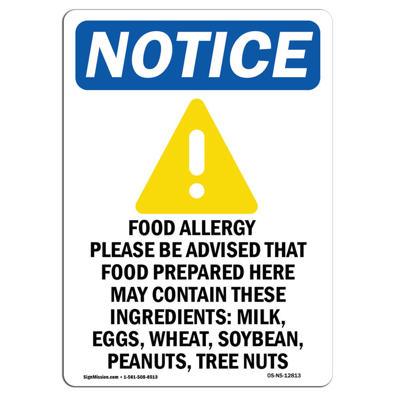 SignMission Food Allergy Notice Sign | Wayfair