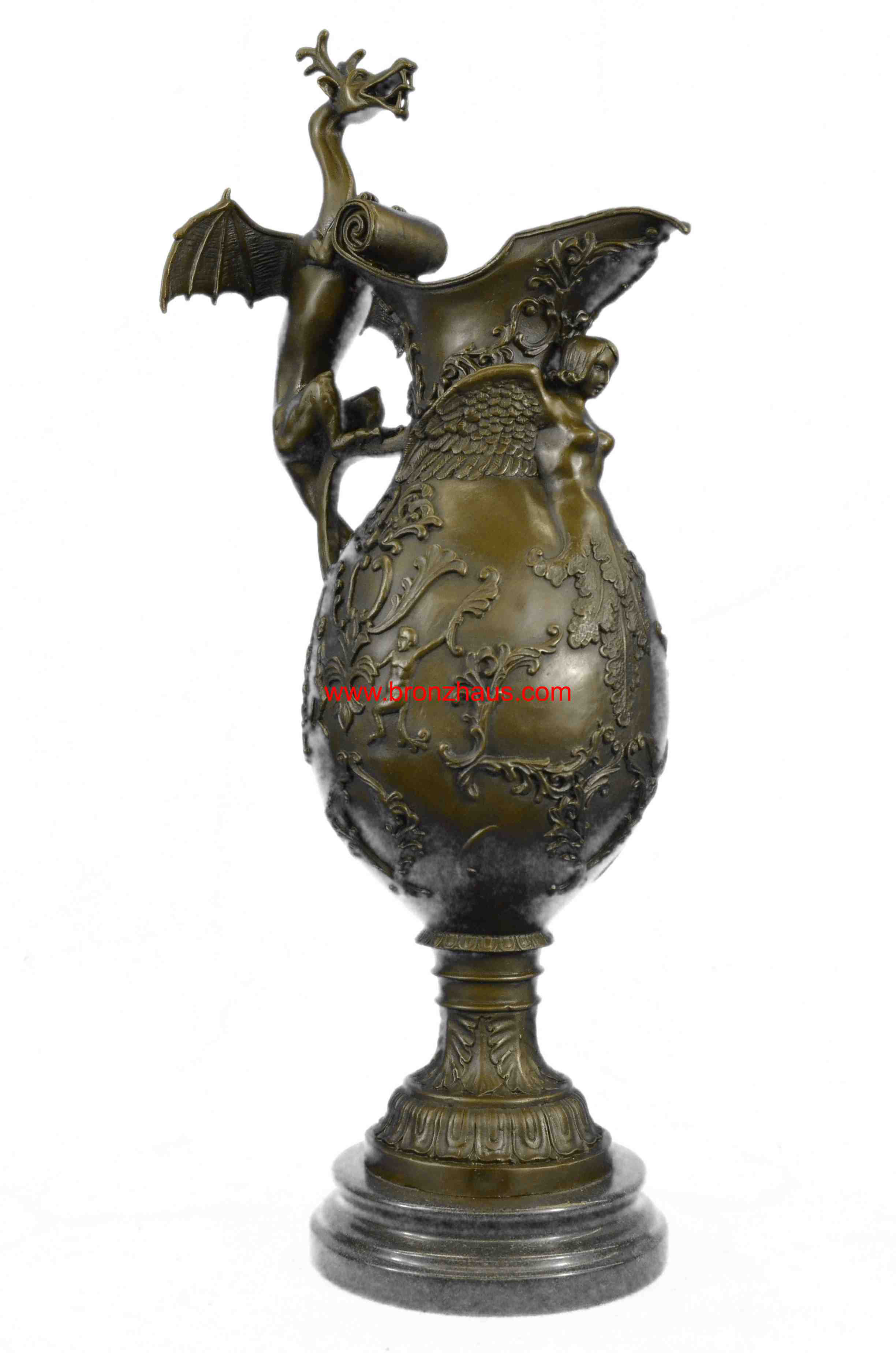 Bronzhaus Ornate Bronze Dragon Pitcher With Gothic Details Decorative ...
