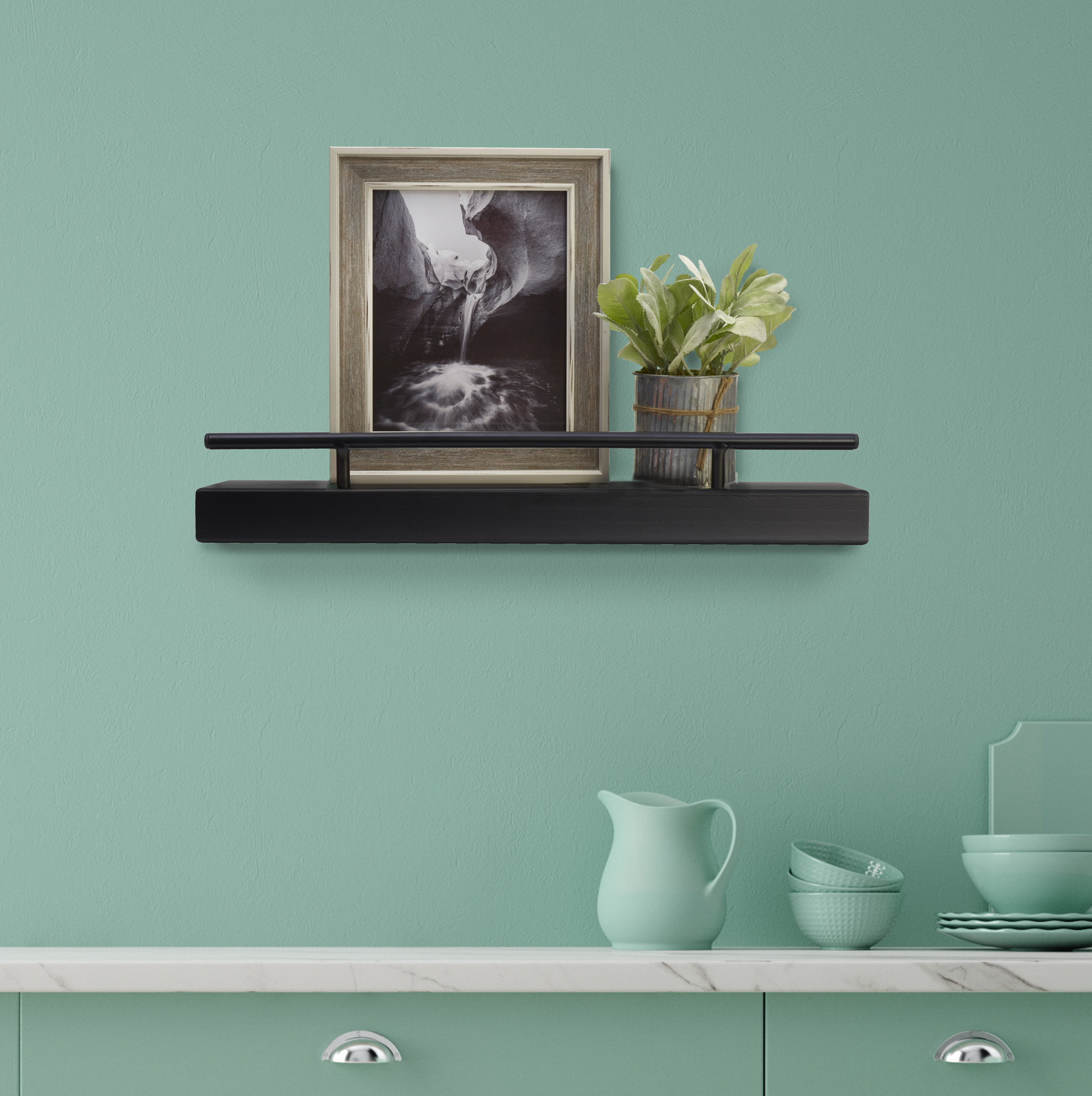 Melannco Distressed Black 24-inch Railing Shelf & Reviews | Wayfair