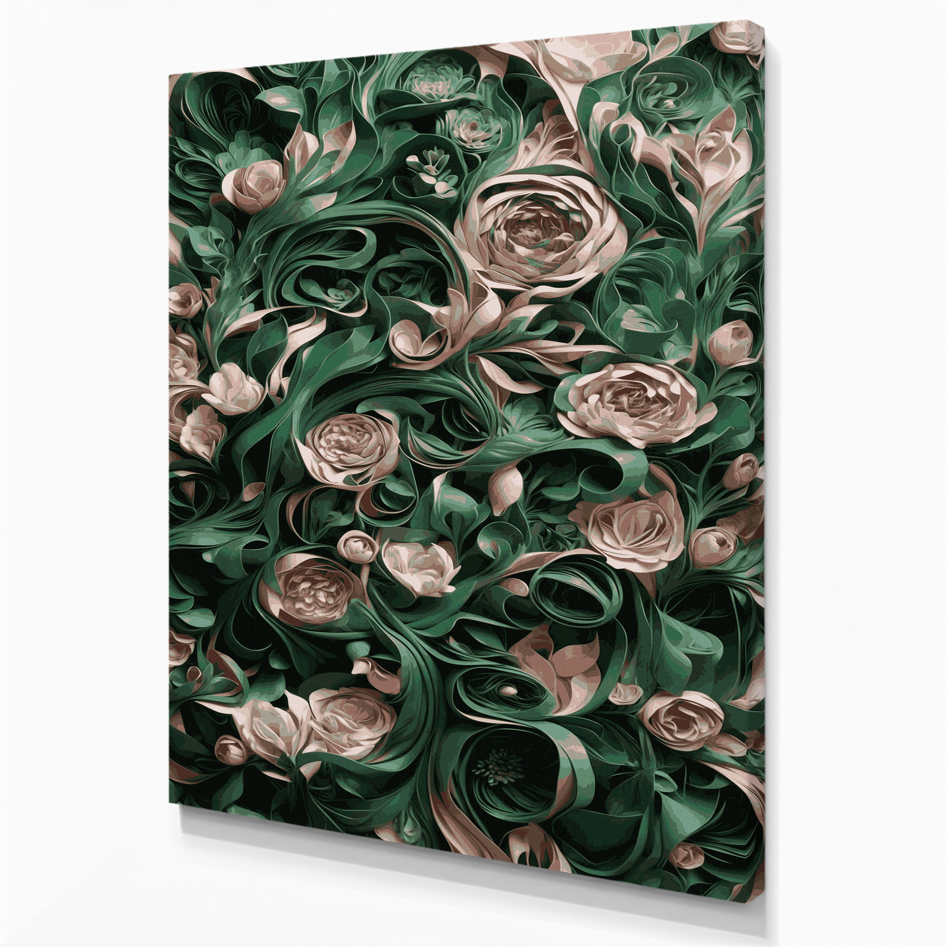 Latitude Run® Abstract Florals 83 Green Canvas Wall Art | Wayfair