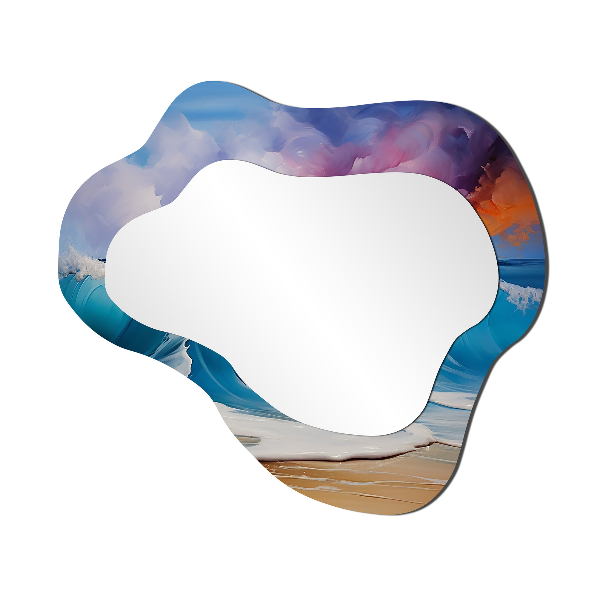 Latitude Run® Shoreline Waves Sunset I - Coastal Waves Metal Art Decor ...