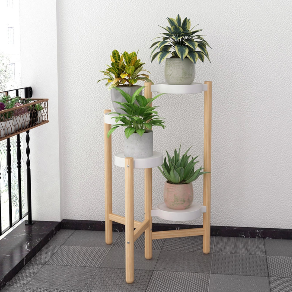 Ebern Designs Thick Metal Pipe Multi-Layer Plant Stand With 4 Pots ...