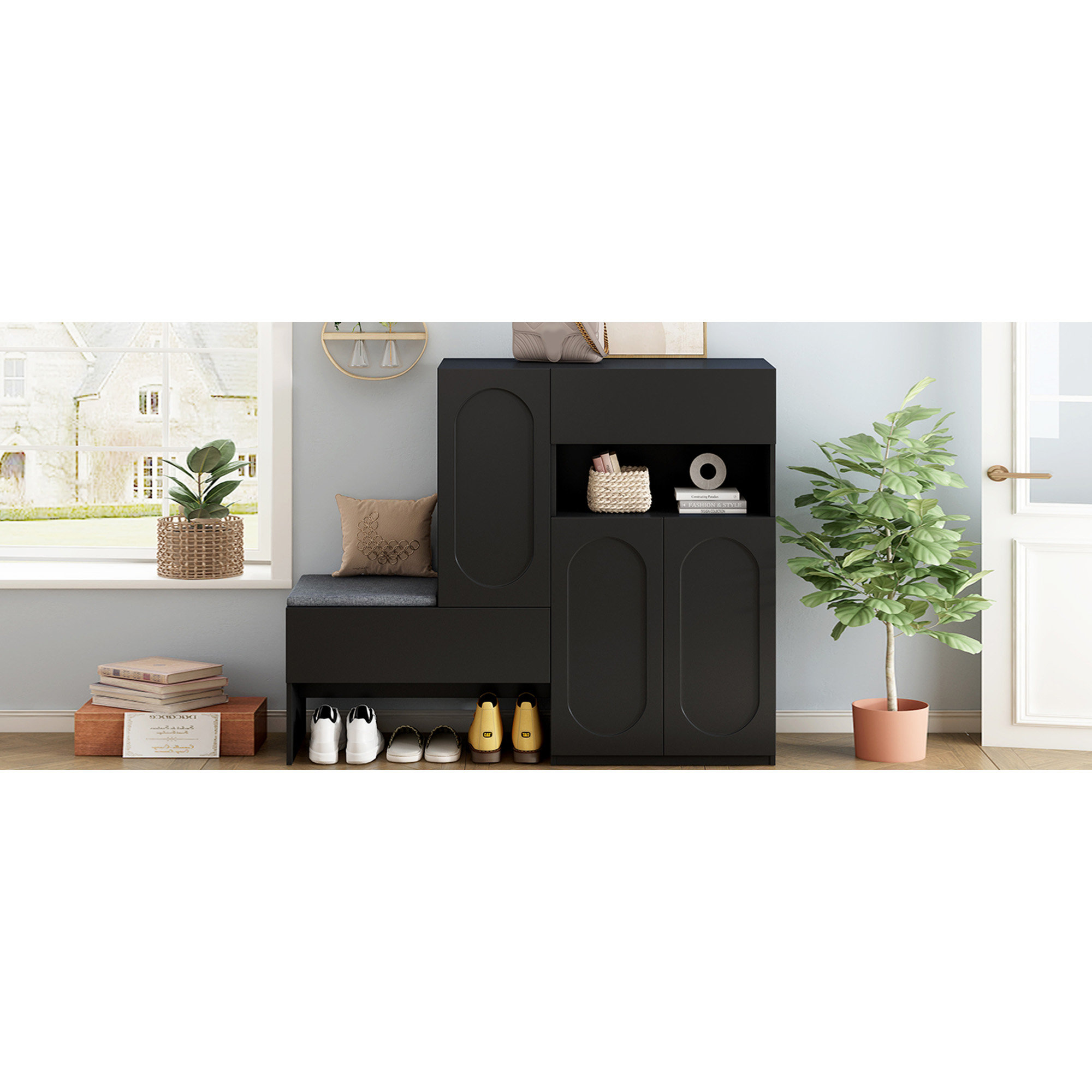 Ophelia & Co. Elegant 2-In-1 Shoe Cabinets With Soft Cushion, Modern ...