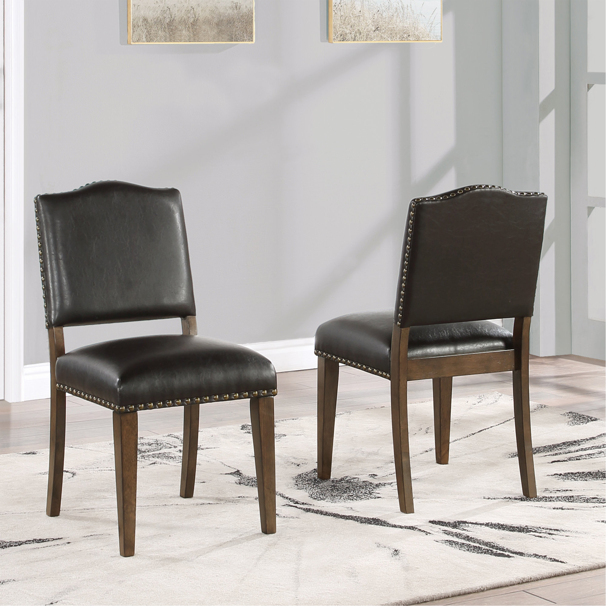 Alcott Hill® Stylish Faux Leather Dining Chair With Nail Heads And ...
