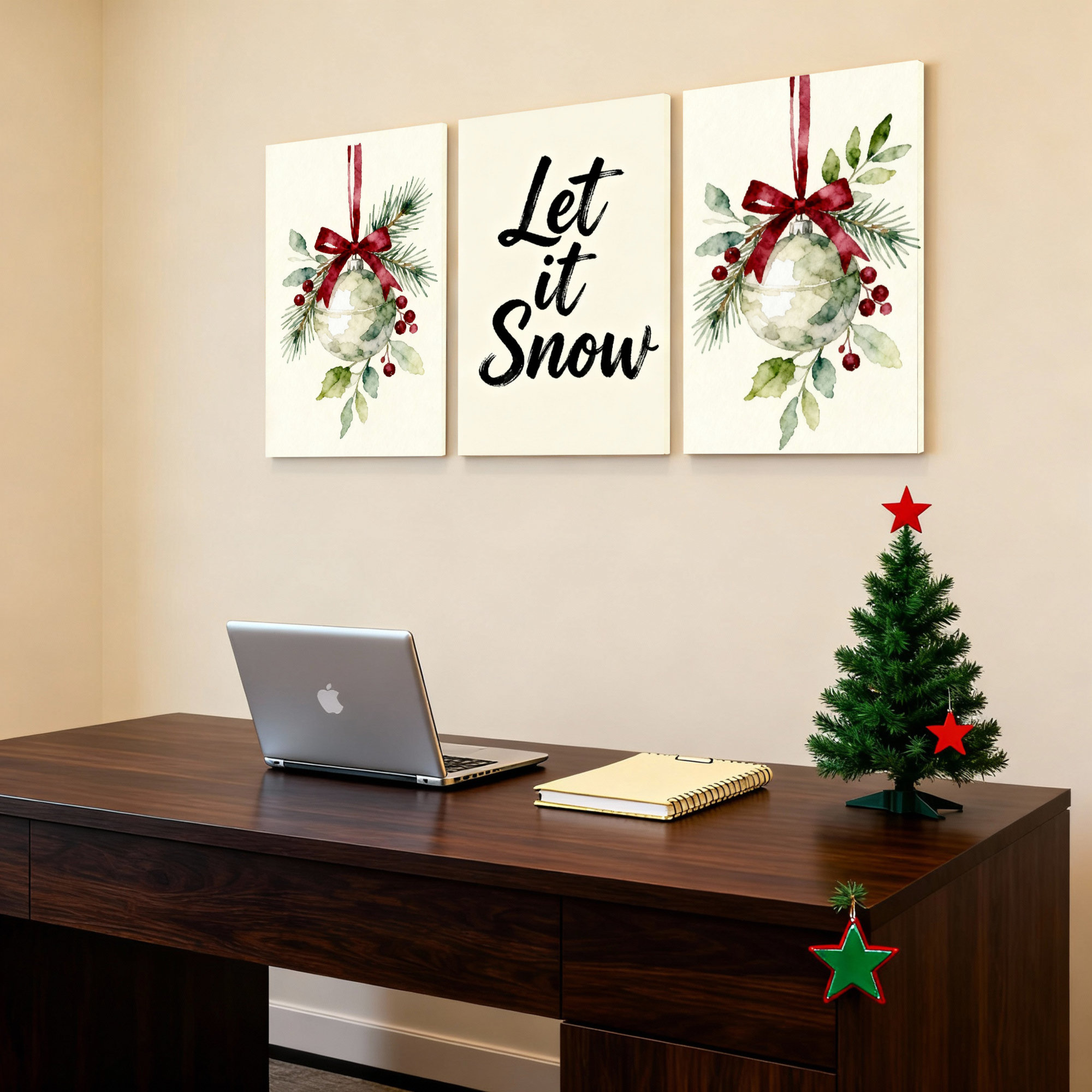 Ophelia & Co. Christmas Ornament and Let it Snow Watercolor Canvas ...