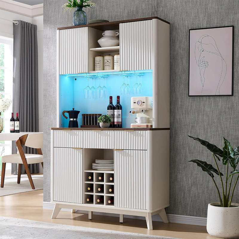 Ivy Bronx 72" Tall Office Storage Cabinets with LED Lights and 10 Tier ...