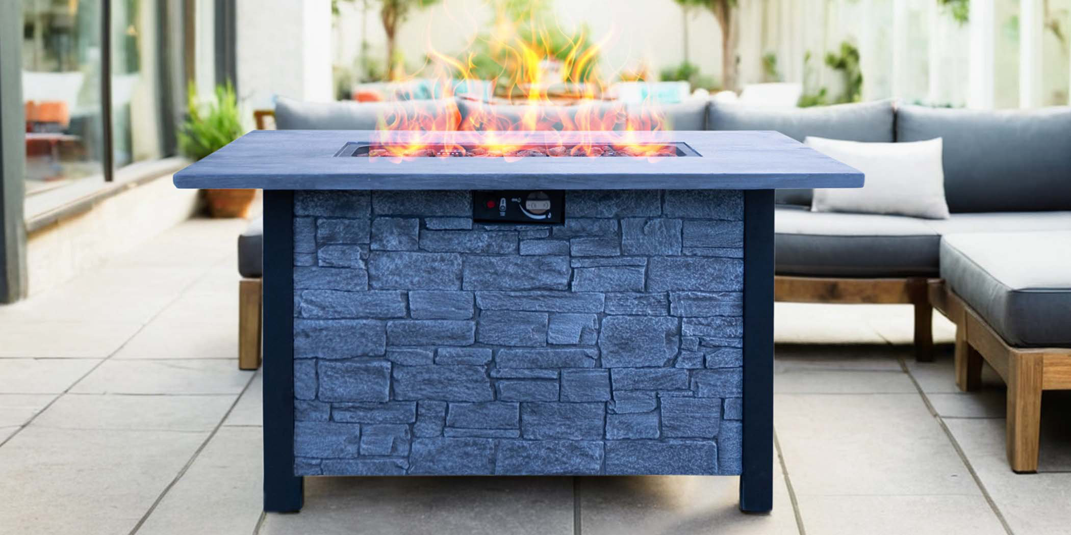 17 Stories Outdoor Patio Propane Gas Fire Pit Table - 50,000 BTU High ...