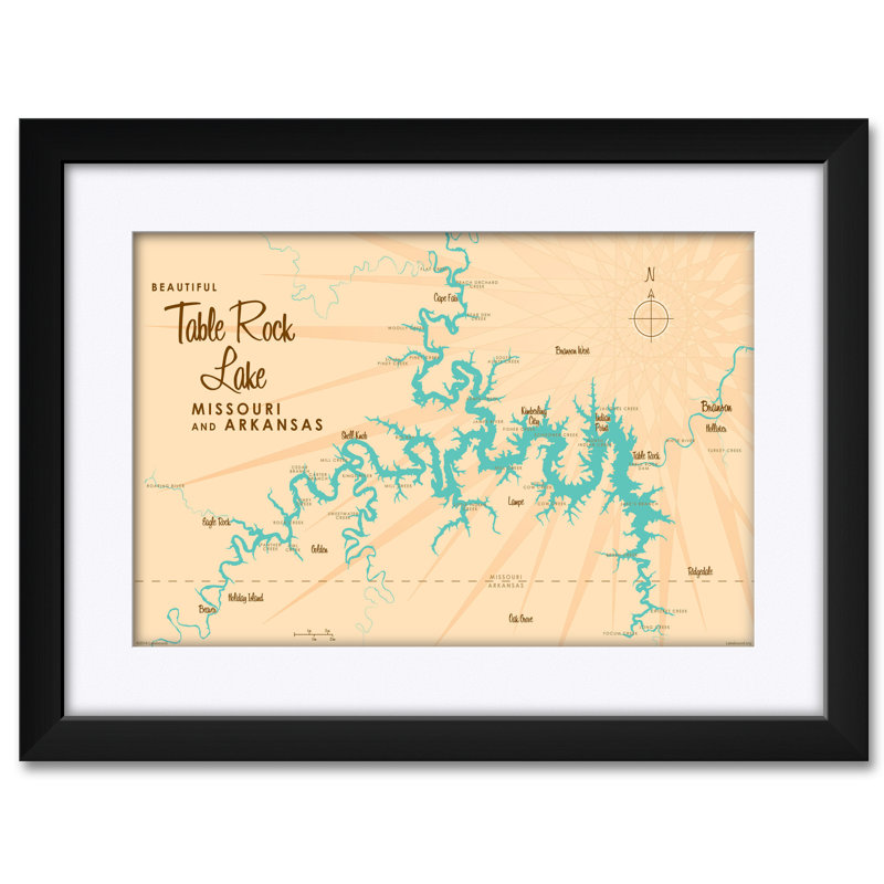Breakwater Bay Table Rock Lake Missouri Map Professionally Framed ...