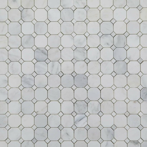 The Tile Square Honed Eastern White 2" Octagon Marble Mosaic Wall ...
