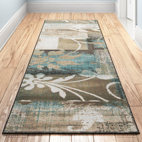 Lark Manor Aracelie Geometric Patchwork Floral Area Rug in Rivulet ...