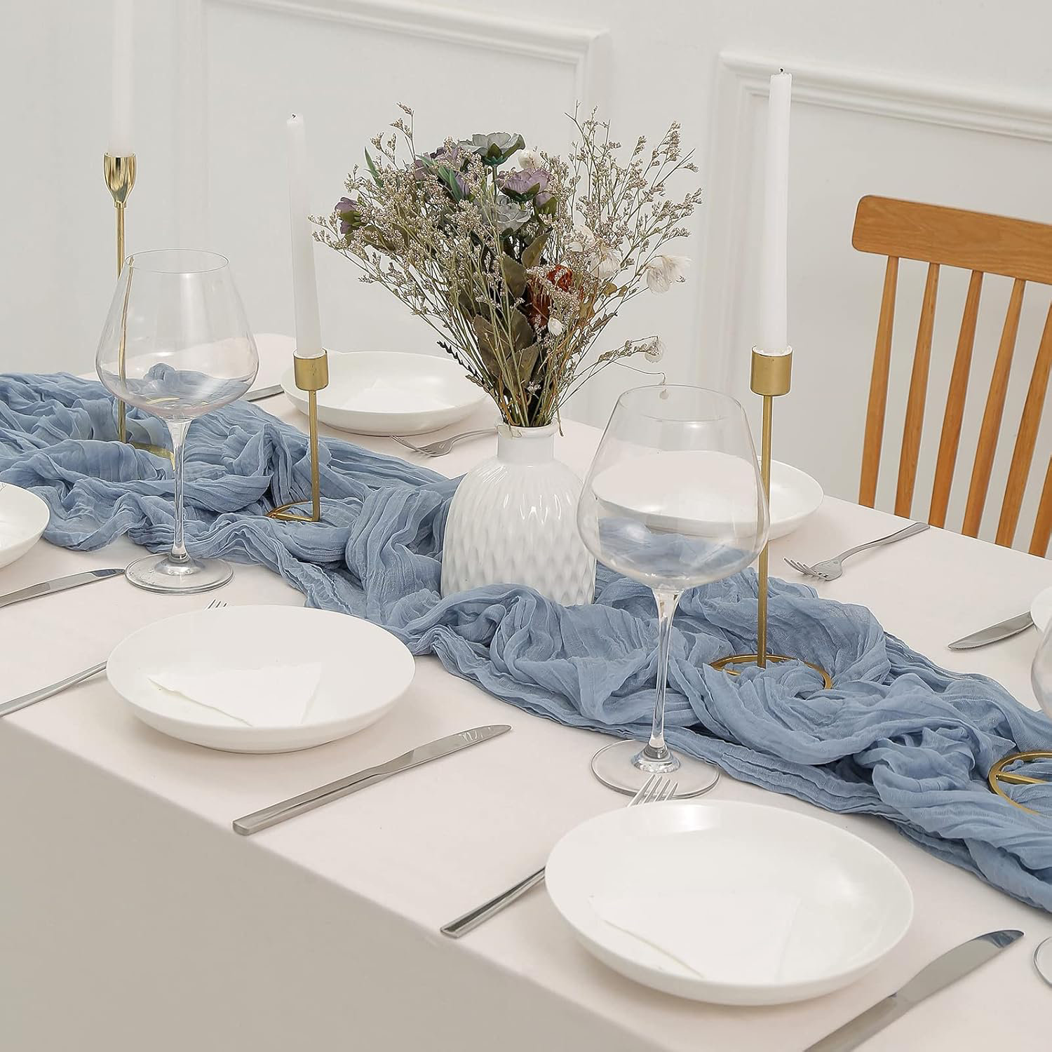 Latitude Run® Table Runner 13.3ft Boho Gauze Cheese Cloth Table Runner ...