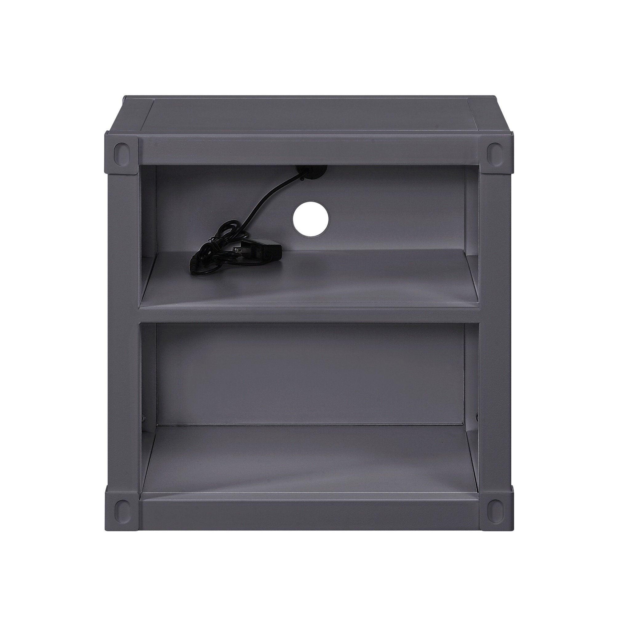 Ivy Bronx Modern Metal Nightstand With USB Ports And Open Compartments ...