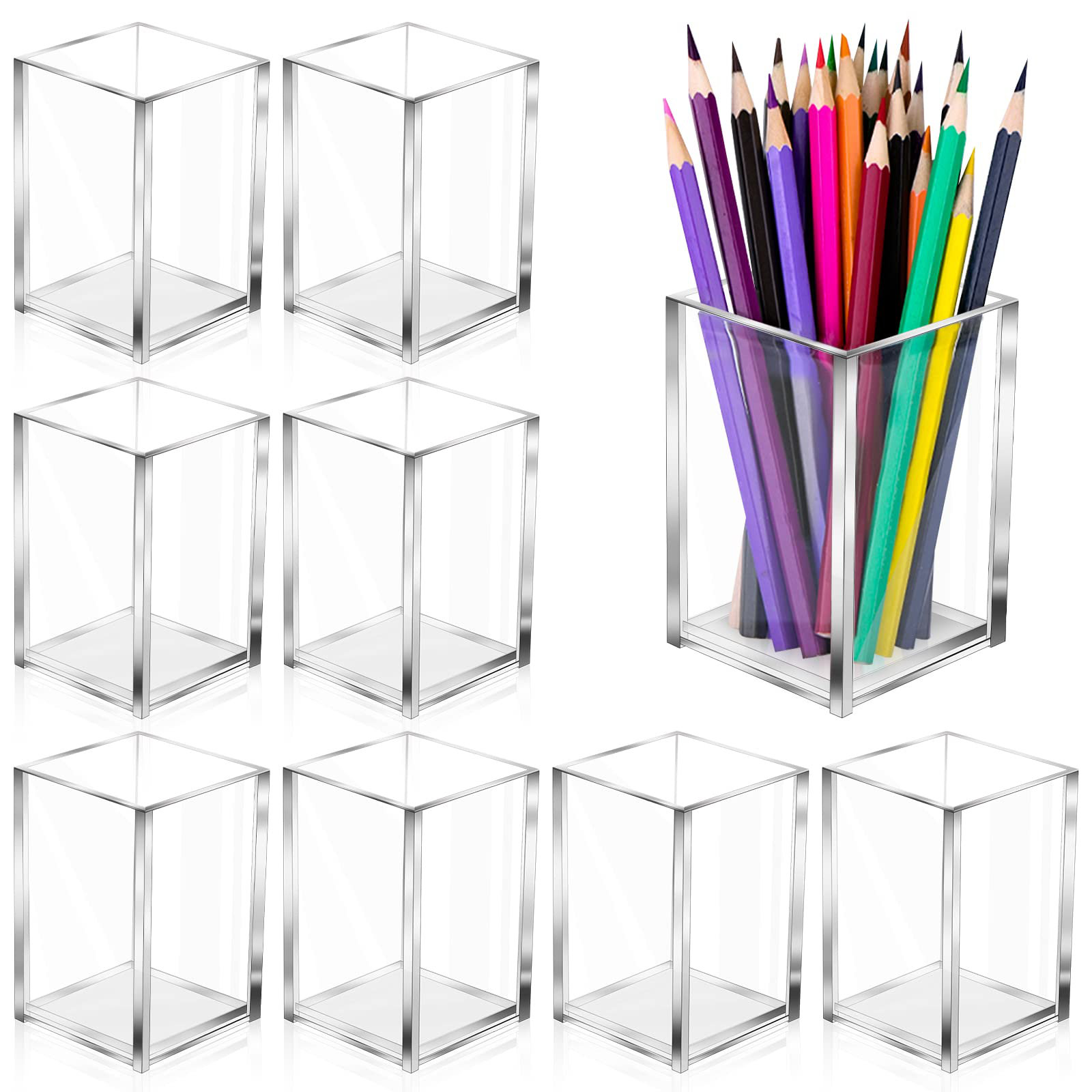 Inbox Zero 10 Pack Clear Acrylic Pen Holder For School Dresser Office ...