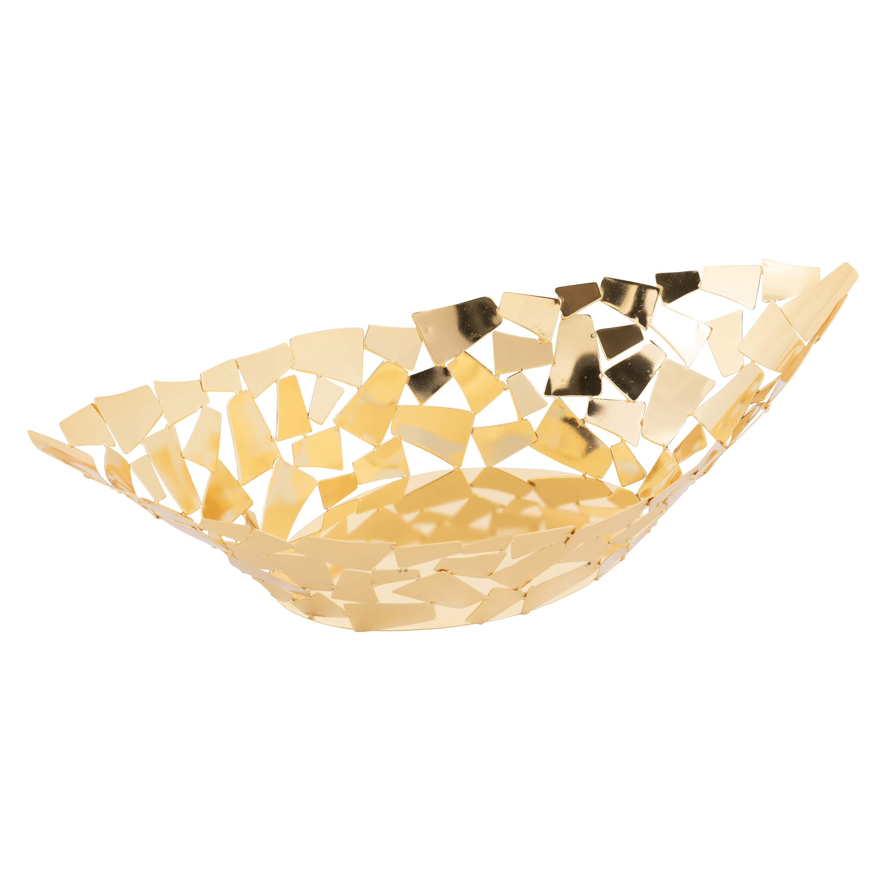 Everly Quinn Metal Oval Decorative Bowl in Gold | Wayfair