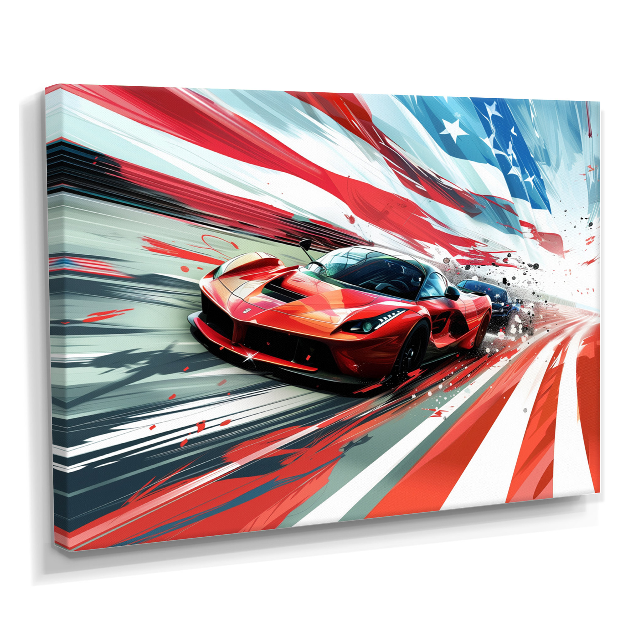 Design Art American Sports Car At The Race Track I - Race Tracks Wall ...