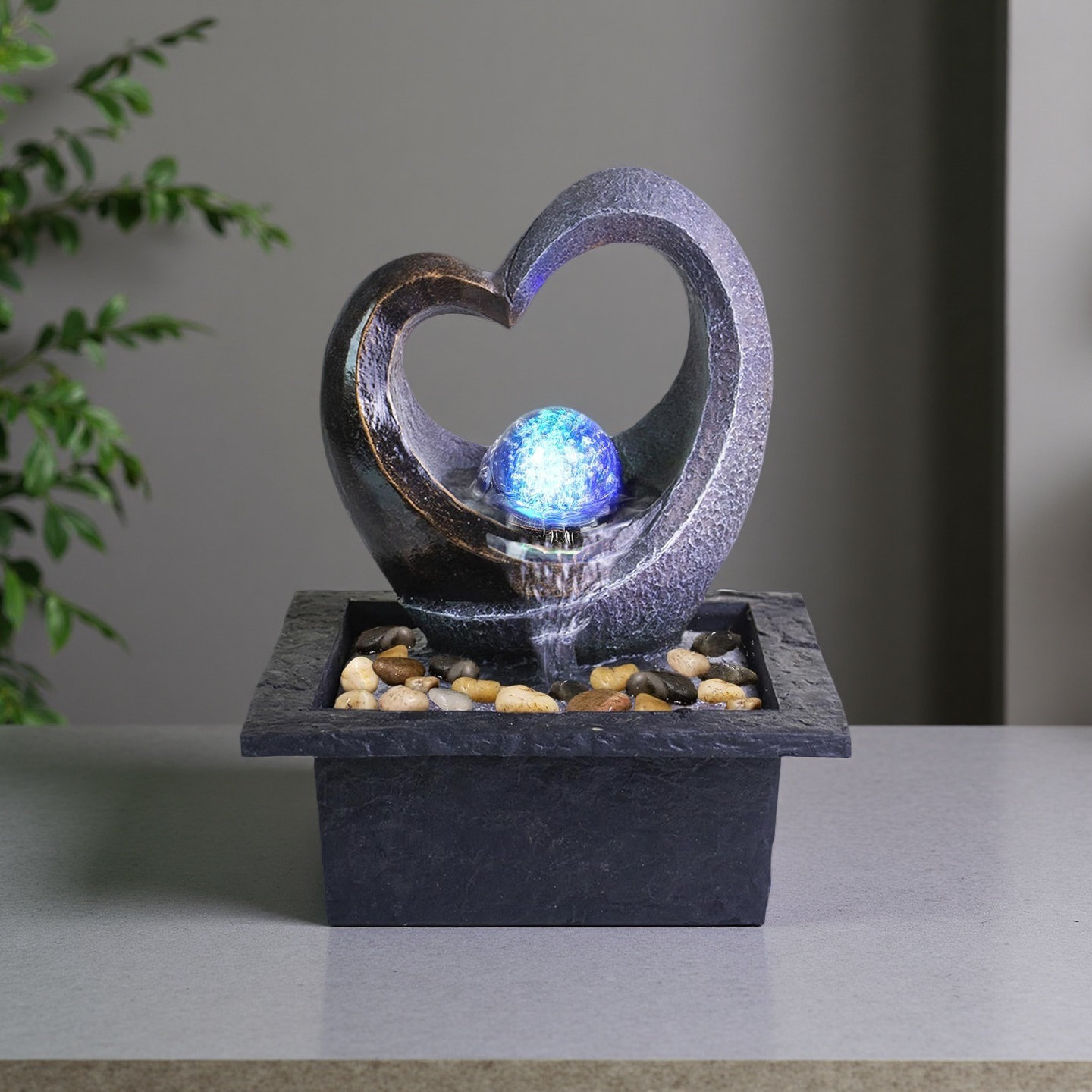 Wrought Studio™ Spinning Orb Rock Cascading Tabletop Fountain & Reviews ...
