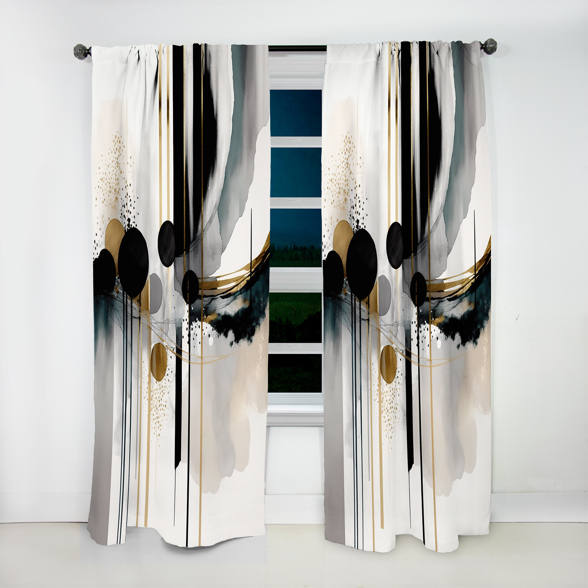 Design Art Abstract Transitional Shapes V - Modern Velvet Curtain ...