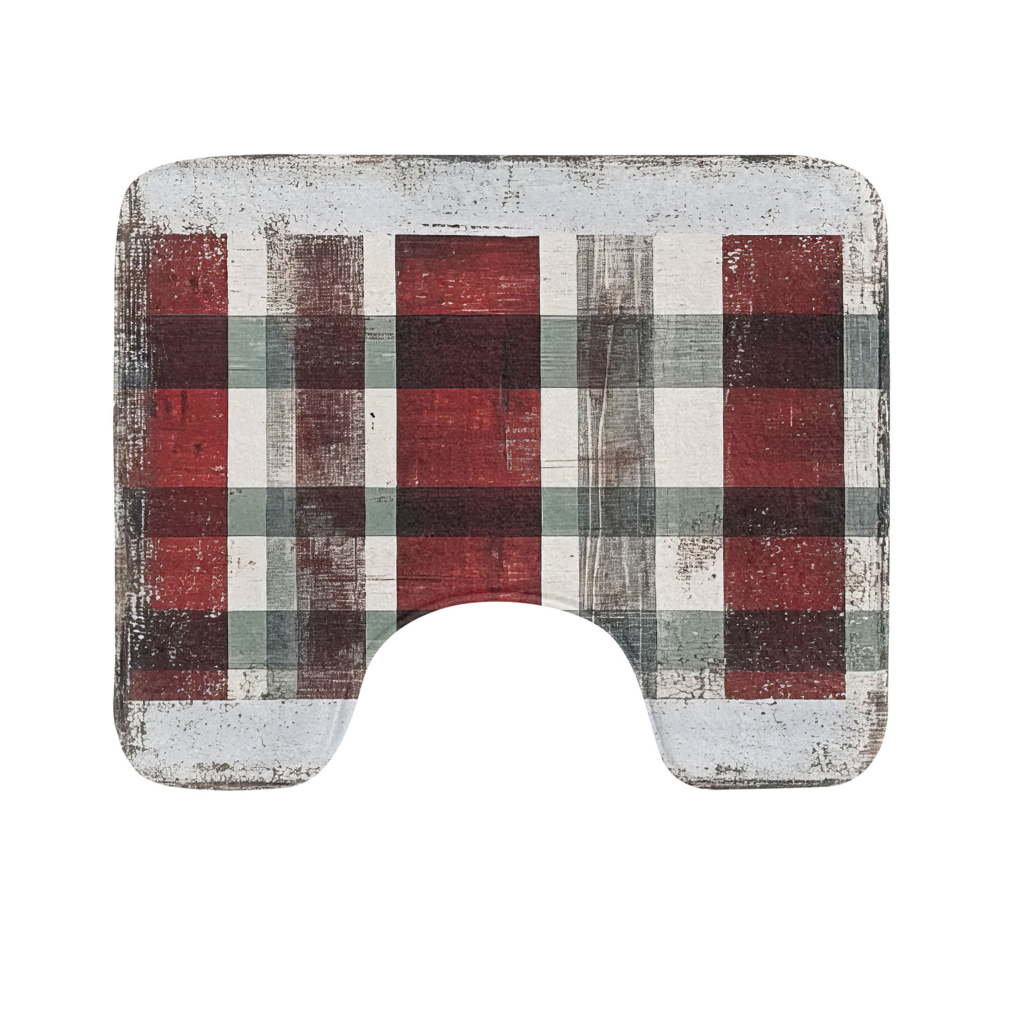 Fleur De Lis Living Plaid Toilet Mat U-Shape Bathroom Rug 20" Raspberry ...