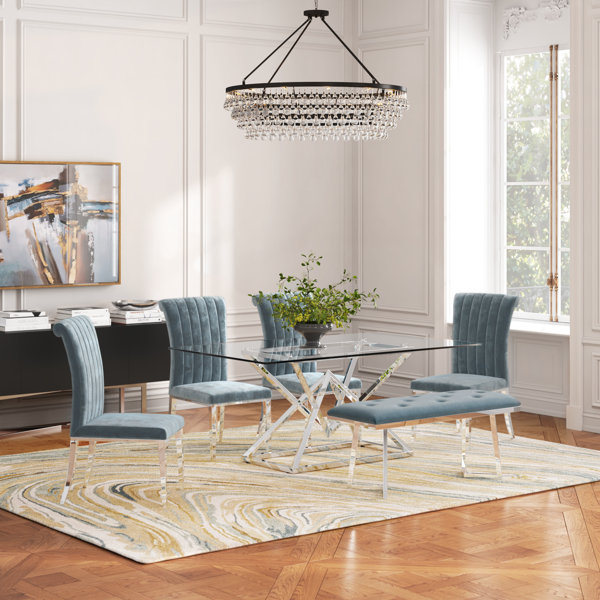 Willa Arlo Interiors Dearing 6 - Piece Glass Top Pedestal Dining Set ...