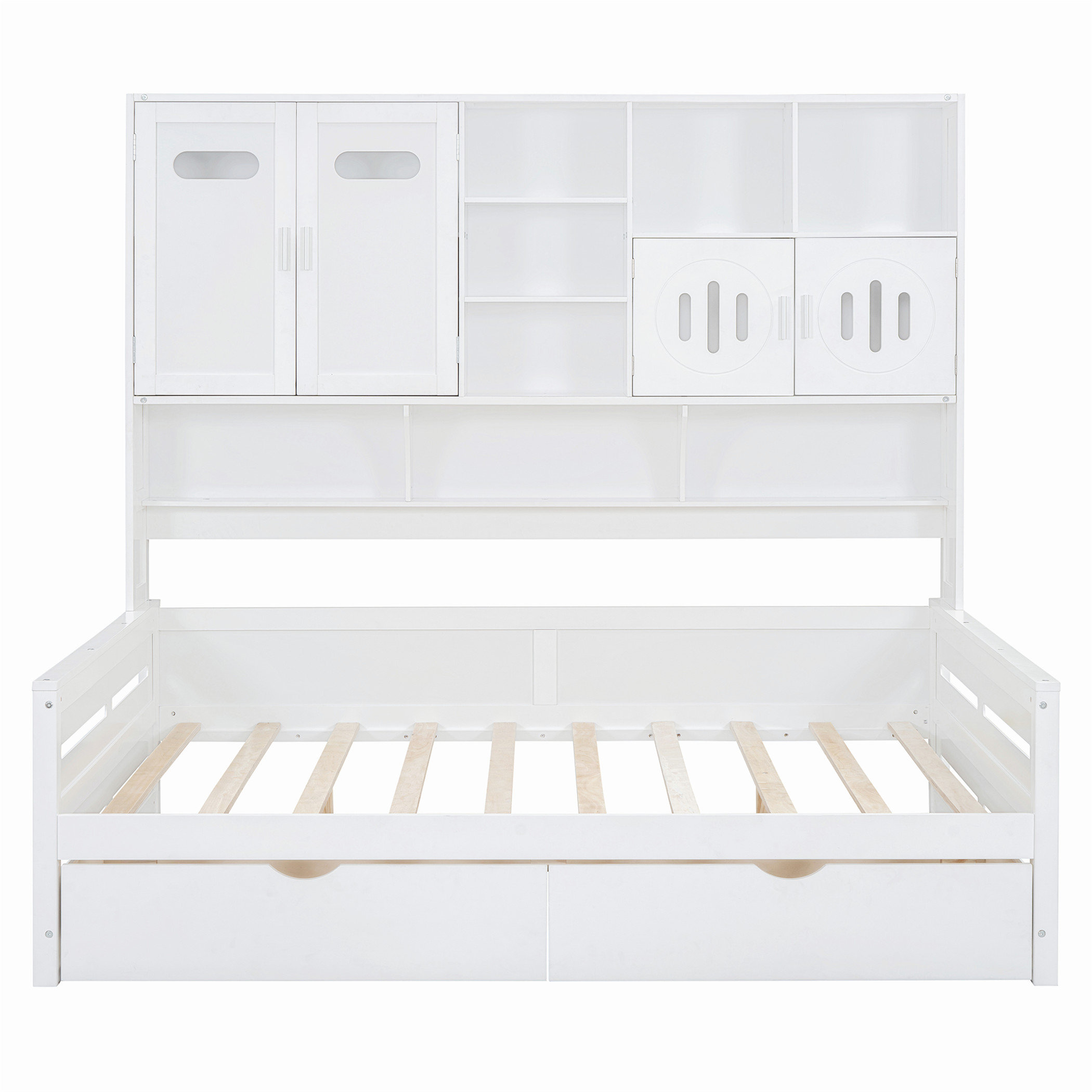 One Allium Way Versatile Wooden Daybed with Two Drawers, All-in-One ...