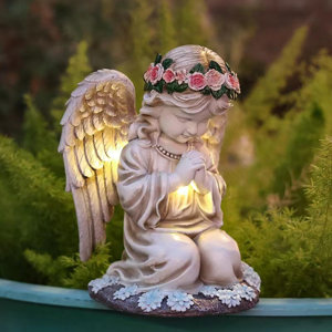 Trinx Praying Angels Figurine,Solar Garden Angel Statues, Waterproof ...