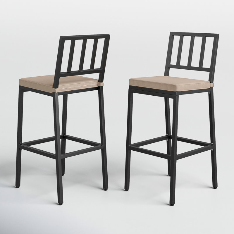 Wade Logan® Basha Steel Outdoor 27'' Counter Stool with Cushion | Wayfair