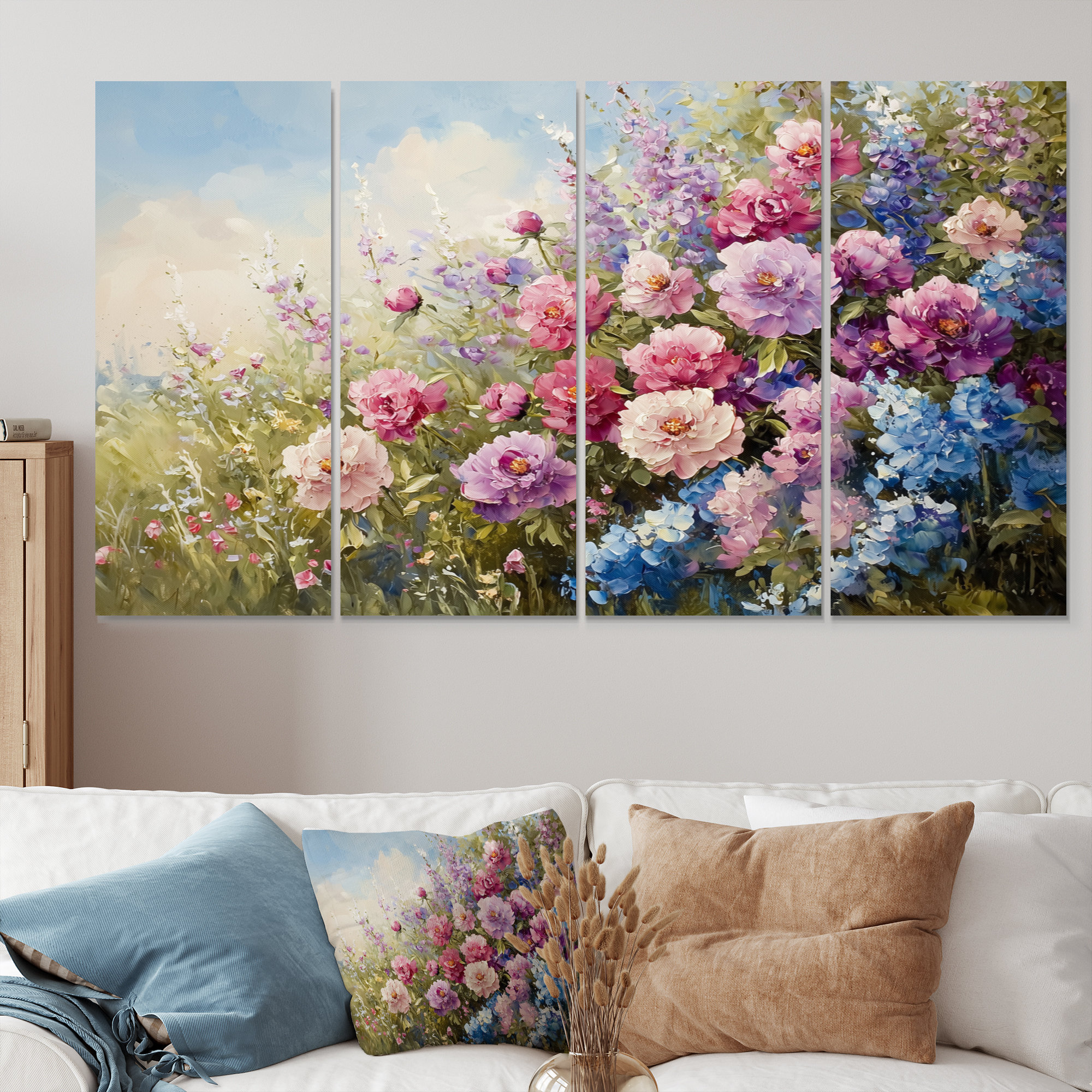 Winston Porter Country Side Bloom Of Peones And Wildflowers I - Side ...