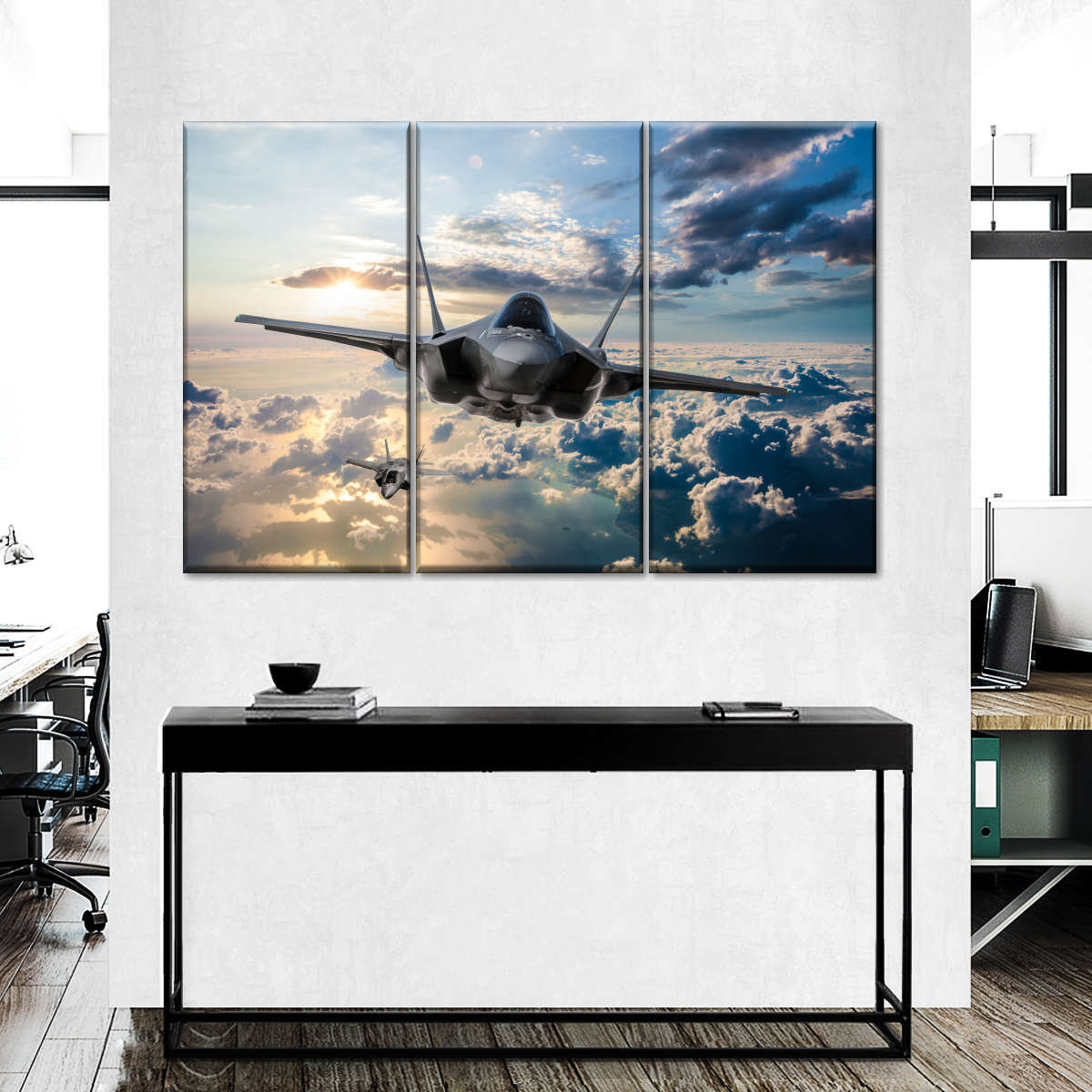 Hokku Designs F35 Fighter Jet Wall Art Multi Piece Canvas Print ...