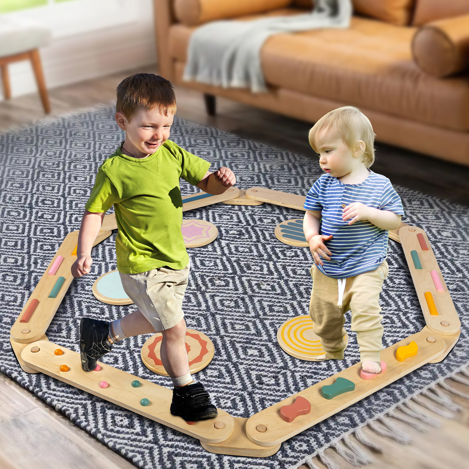LOL-FUN Toddler Balance Beam for Kids 3-5 Montessori, Wooden Kids ...