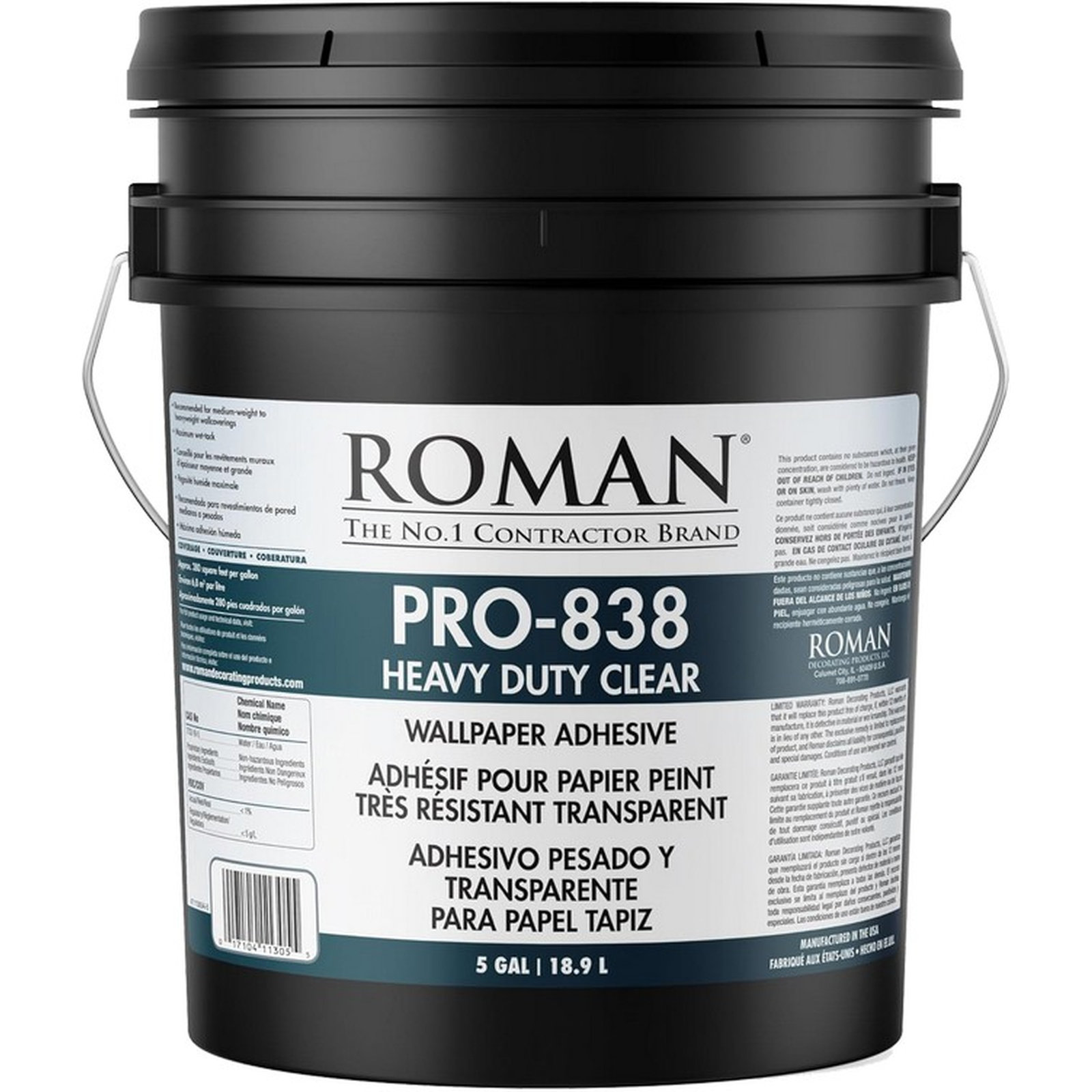 FixtureDisplays Roman PRO-838 5Gal Clear Heavy Duty Wallpaper Adhesive ...