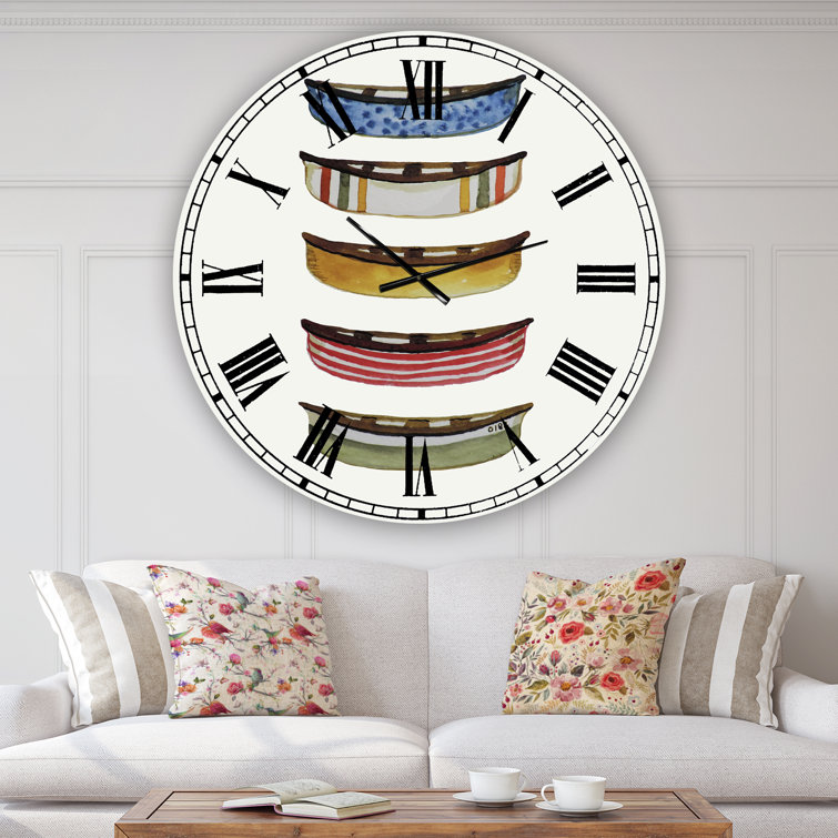 East Urban Home Five Canoes - Large Lake House Wall Clock | Wayfair