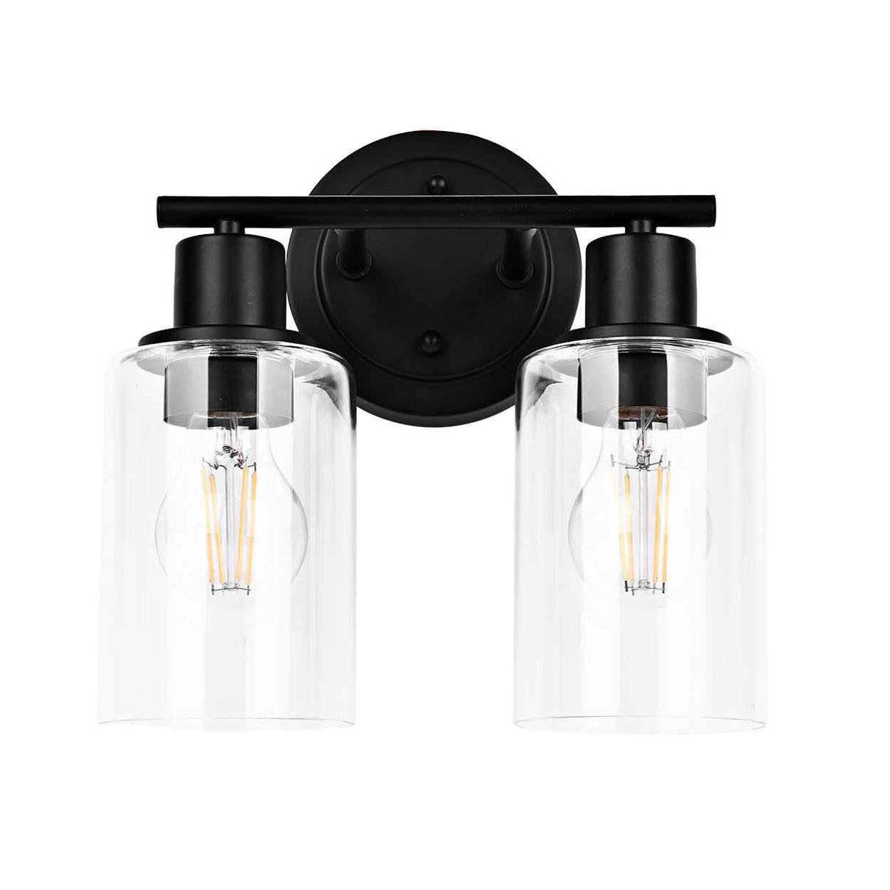 Ebern Designs 2-Light Bathroom Light Fixture with Clear Glass Shade ...