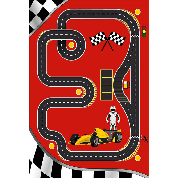 Zoomie Kids Bobby Figural Machine Woven Red Indoor / Outdoor Area Rug ...