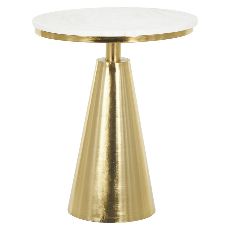 Mercer41 Maclaren Metal Cone Geometric Side End Gold Accent Table with ...