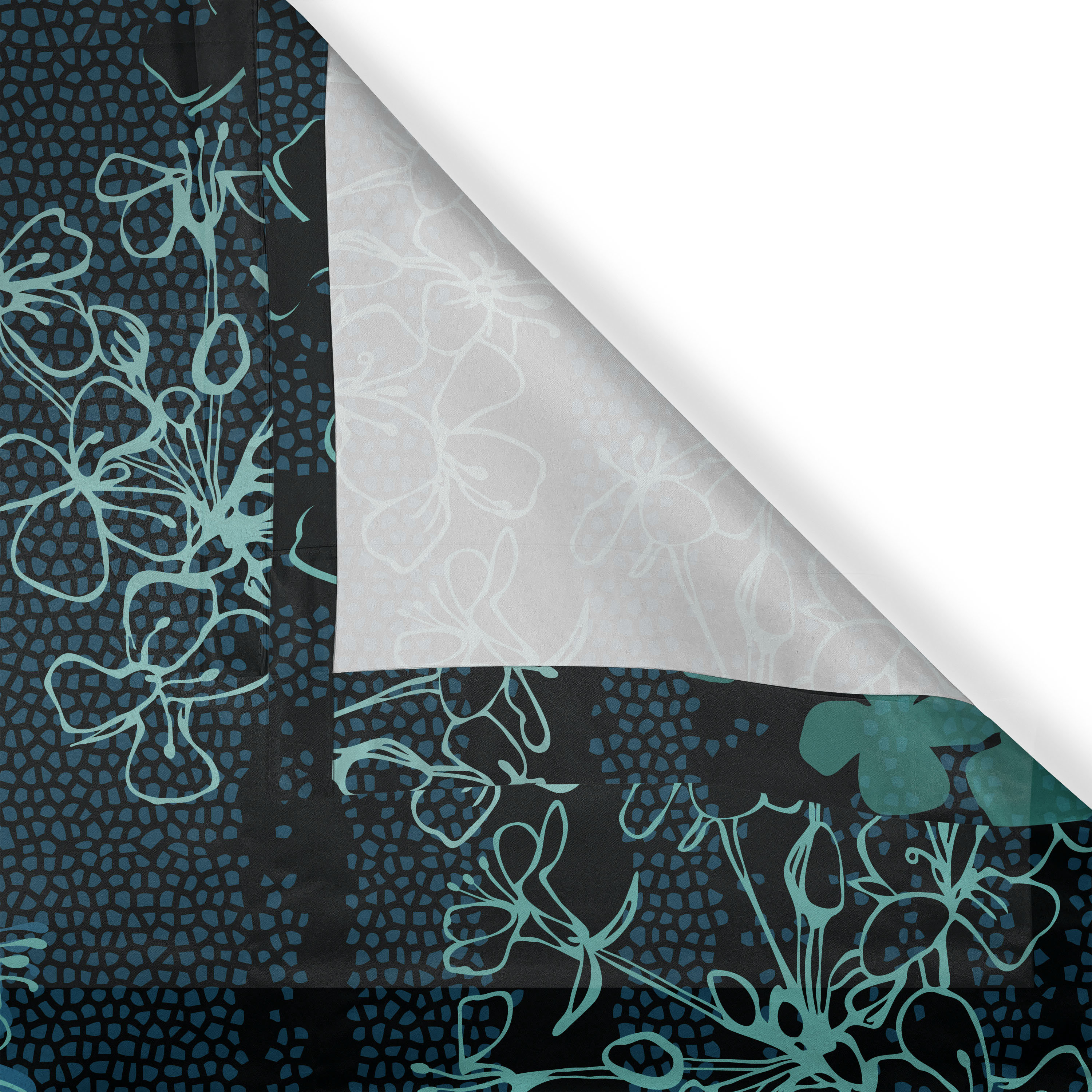 Latitude Run® Modern Floral Grommet Curtain Dark Colors Sakura Seafoam ...