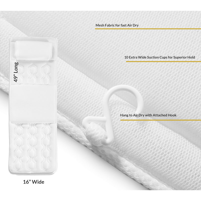 Symple Stuff Full Body Bathtub Spa Cushion Pillow for Ultimate Support ...