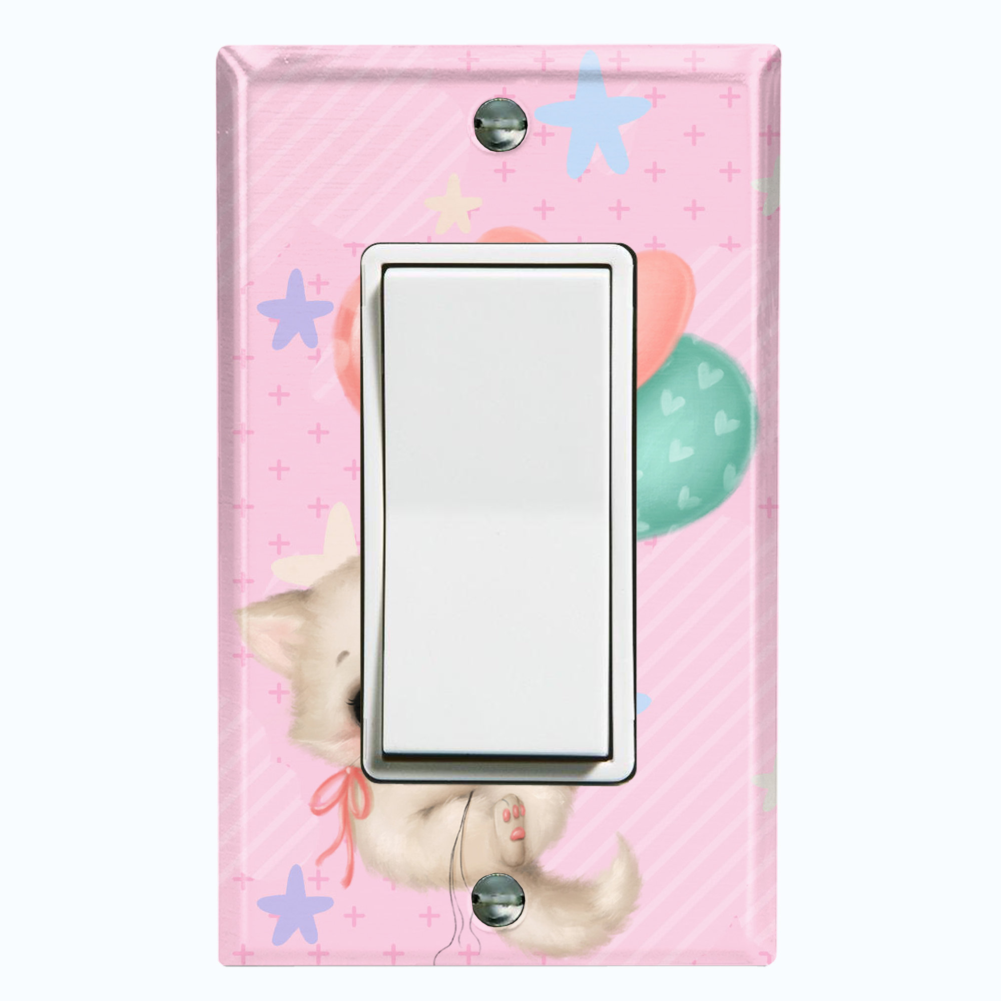 WorldAcc Metal Light Switch Plate Outlet Cover (Cute Nursery Cat Heart ...
