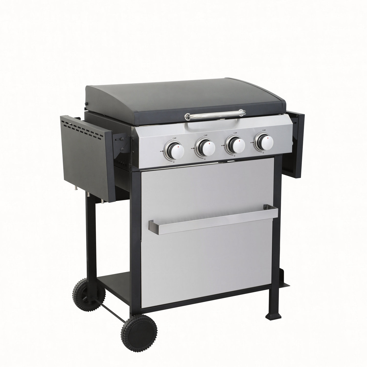 Rongeng 4-Burner Propane Gas BBQ Grill, SS Plancha, 49200BTU Output ...
