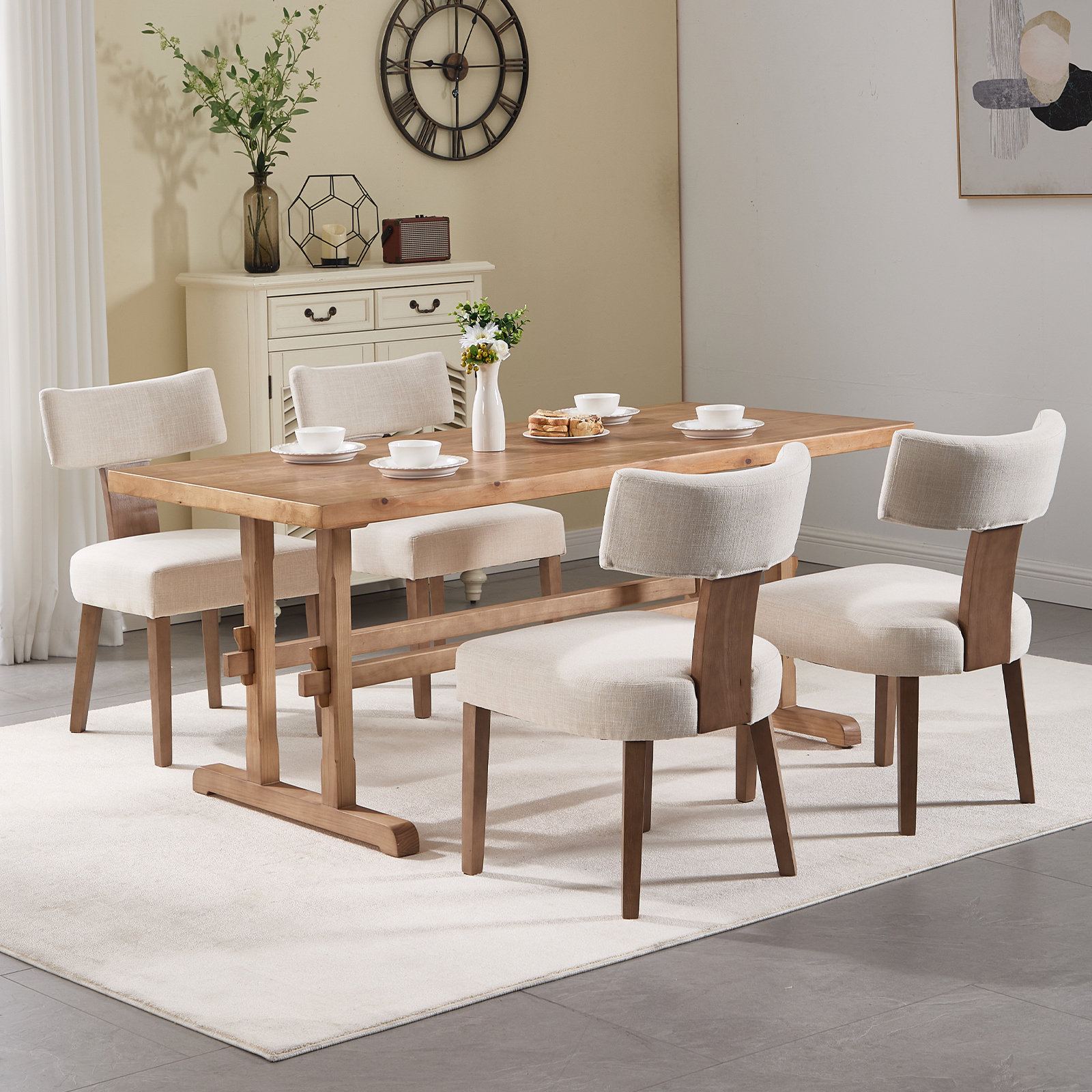 Corrigan Studio® Dining Set Mid-Century Modern Wooden Table ...