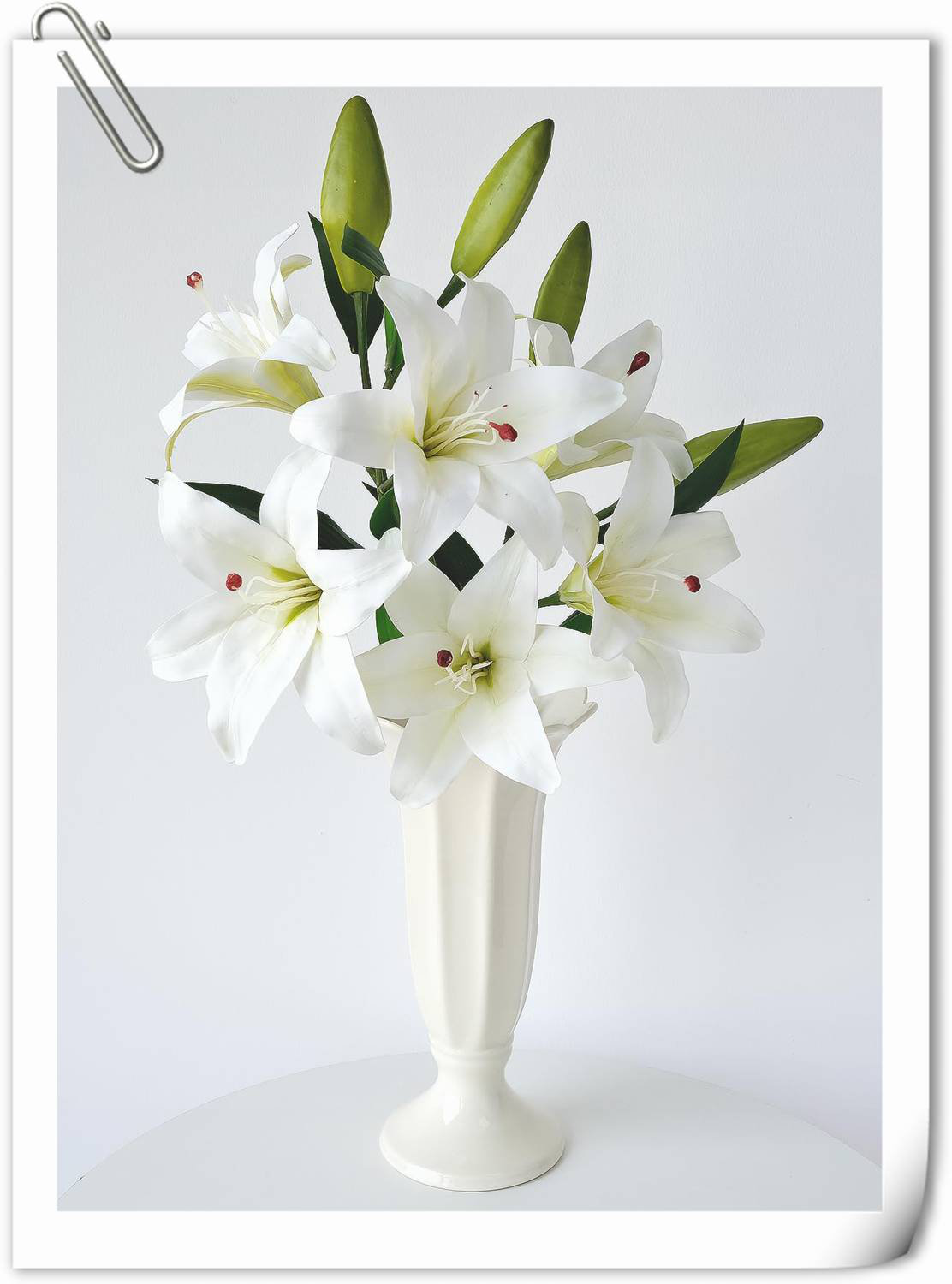 Primrue 2 pièces de fleurs artificielles de lys Stargazer blanc, longue ...