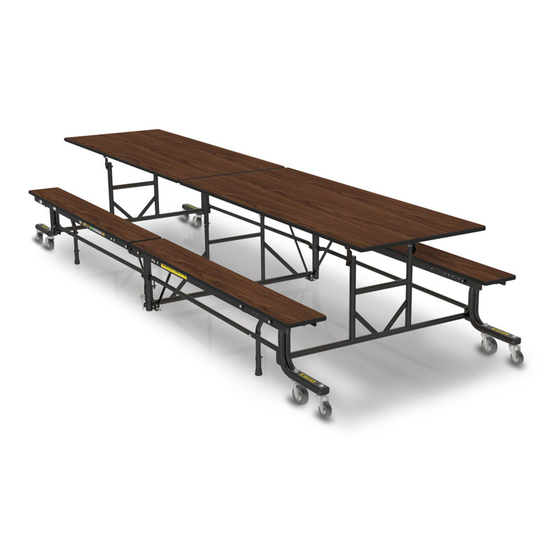 Palmer Hamilton 145" Rectangular Bench Cafeteria Table with Steel Frame ...