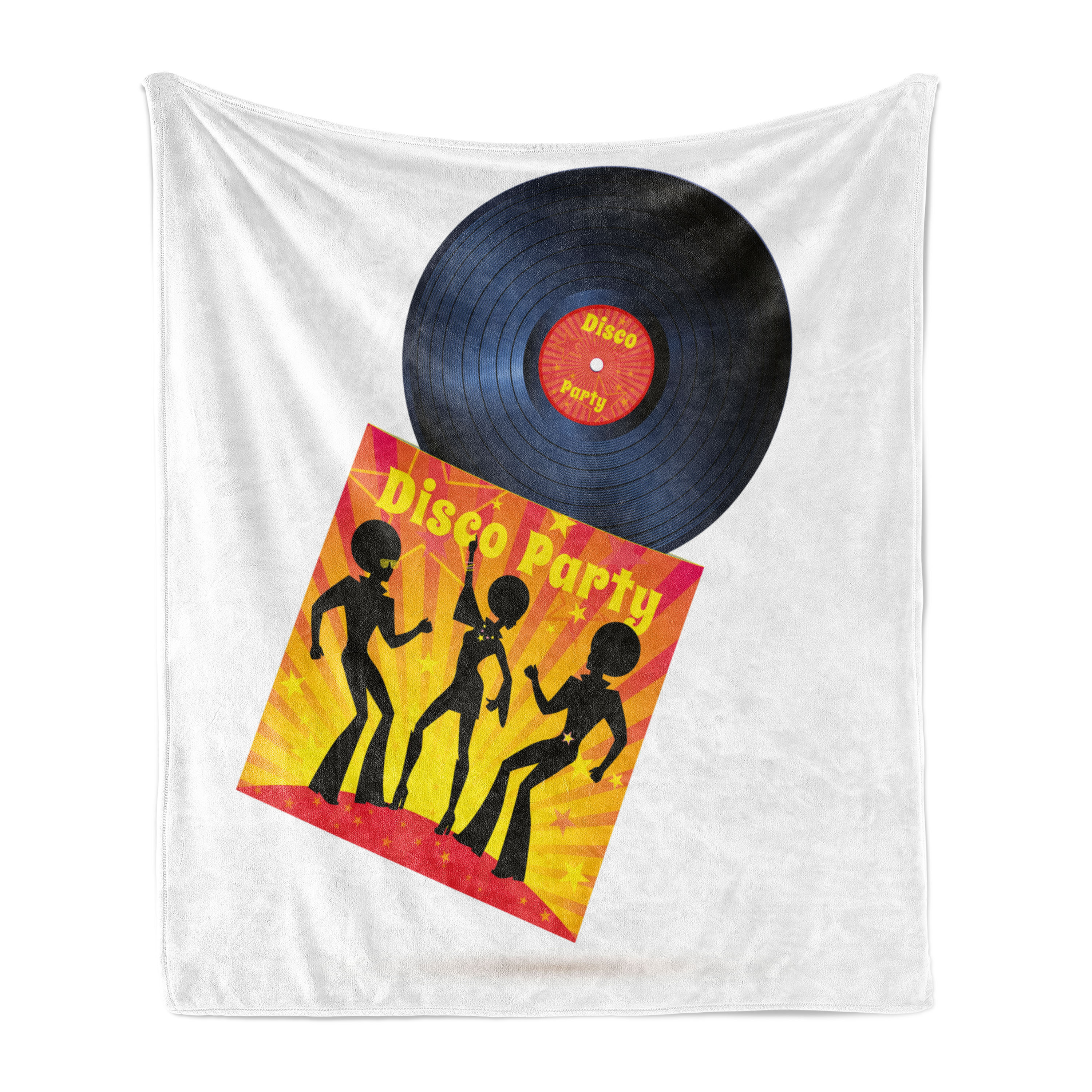 Ambesonne Vinyl Fleece Throw Blanket Record Cover Disco Party Orange ...